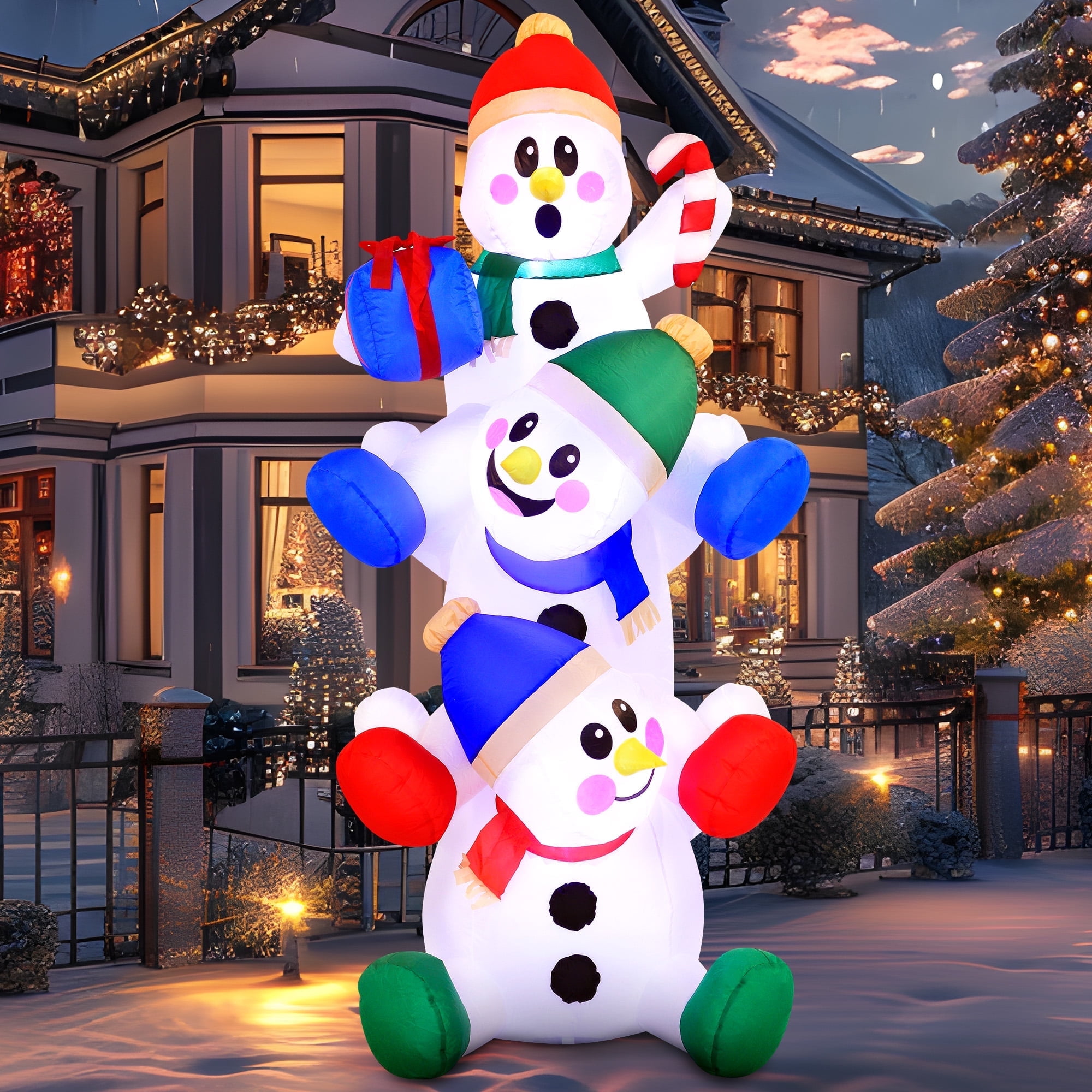 Joyfy 6ft Christmas Inflatables Snowman Outdoor Decorations,Stacked ...