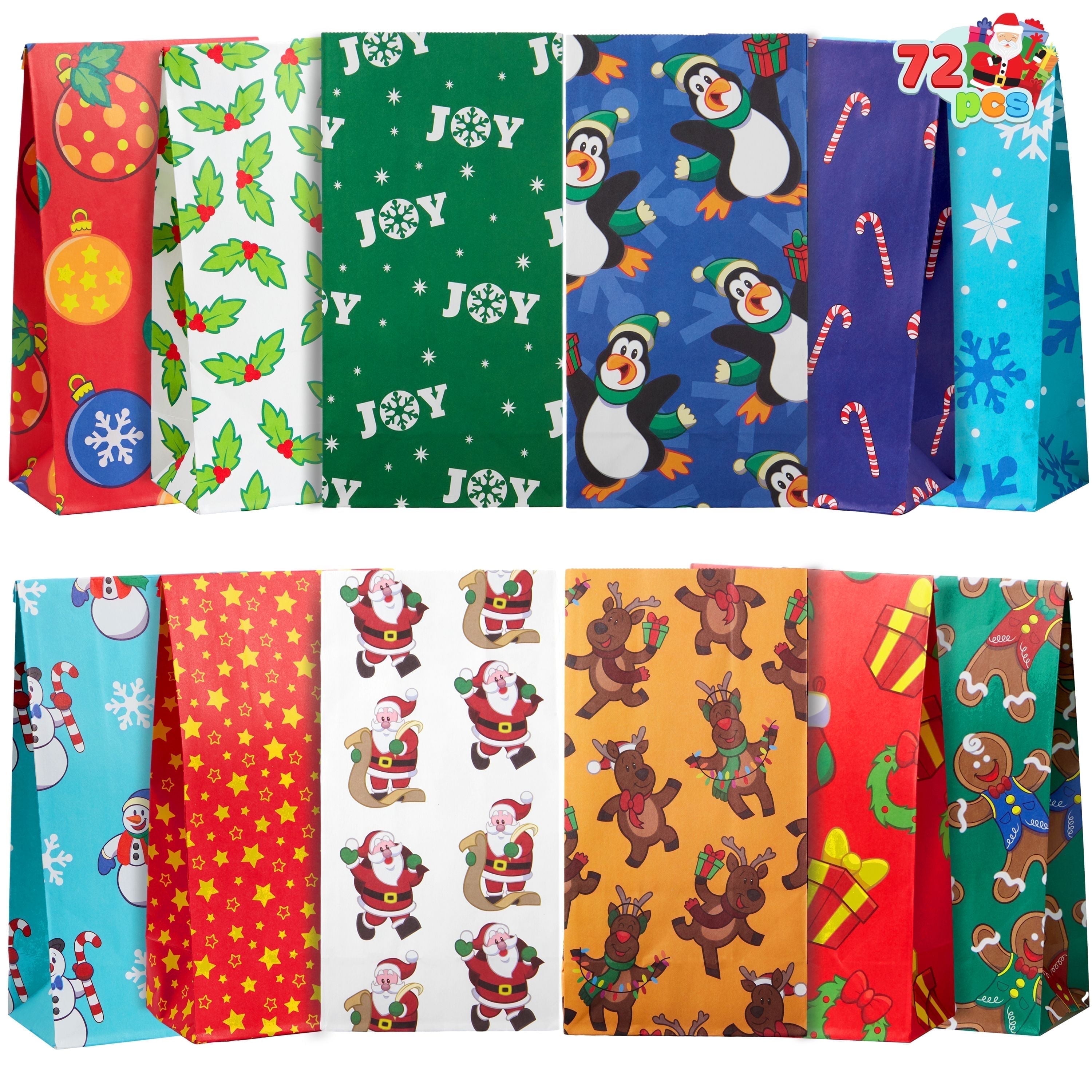 Joyfy 72 Pcs Christmas Holiday Gift Bags, 12 Assorted Christmas Designs ...