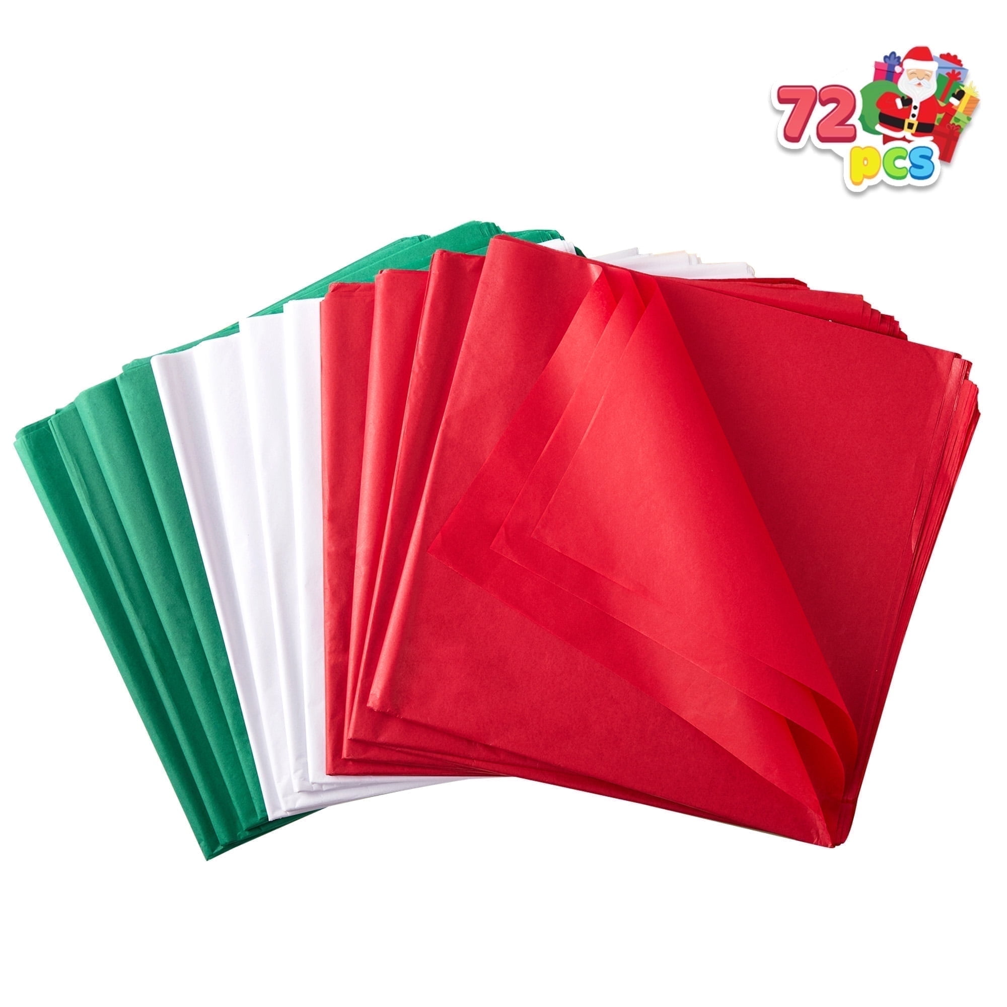 Joyfy 72 Sheets Christmas Tissue Paper Assorted Design (Red, Green ...