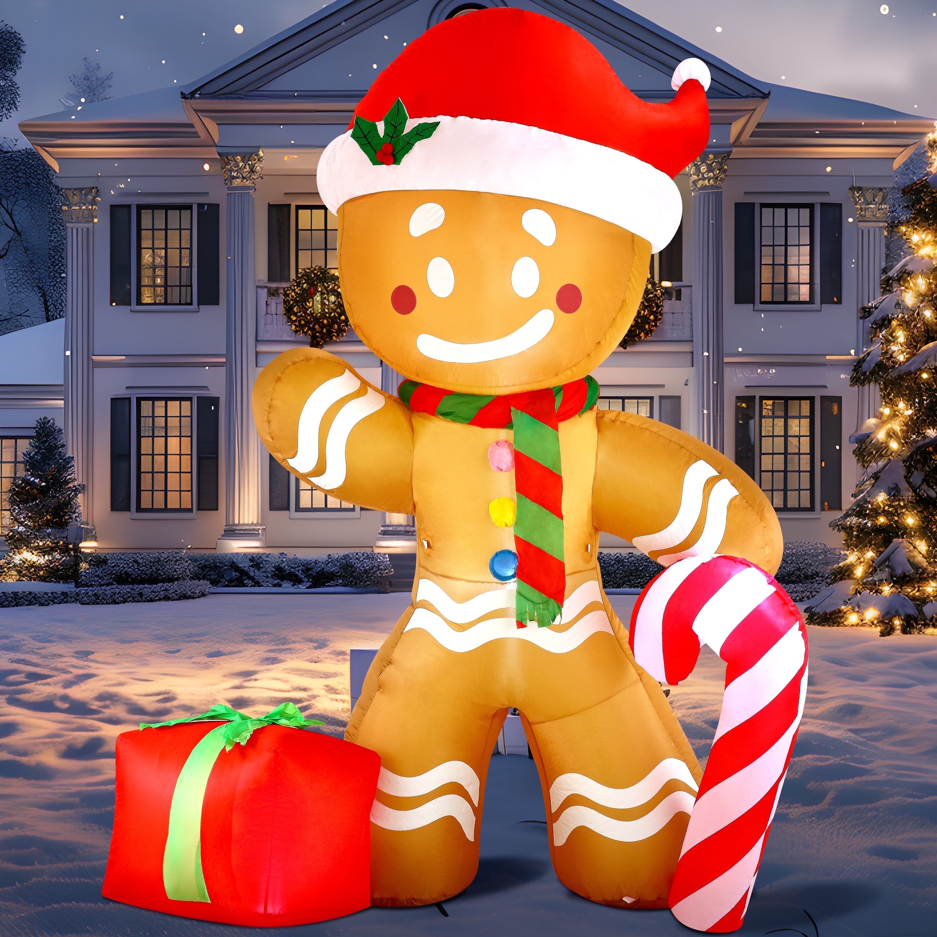 Joyfy 8 FT Christmas Inflatables Gingerbread Man Outdoor Decorations ...