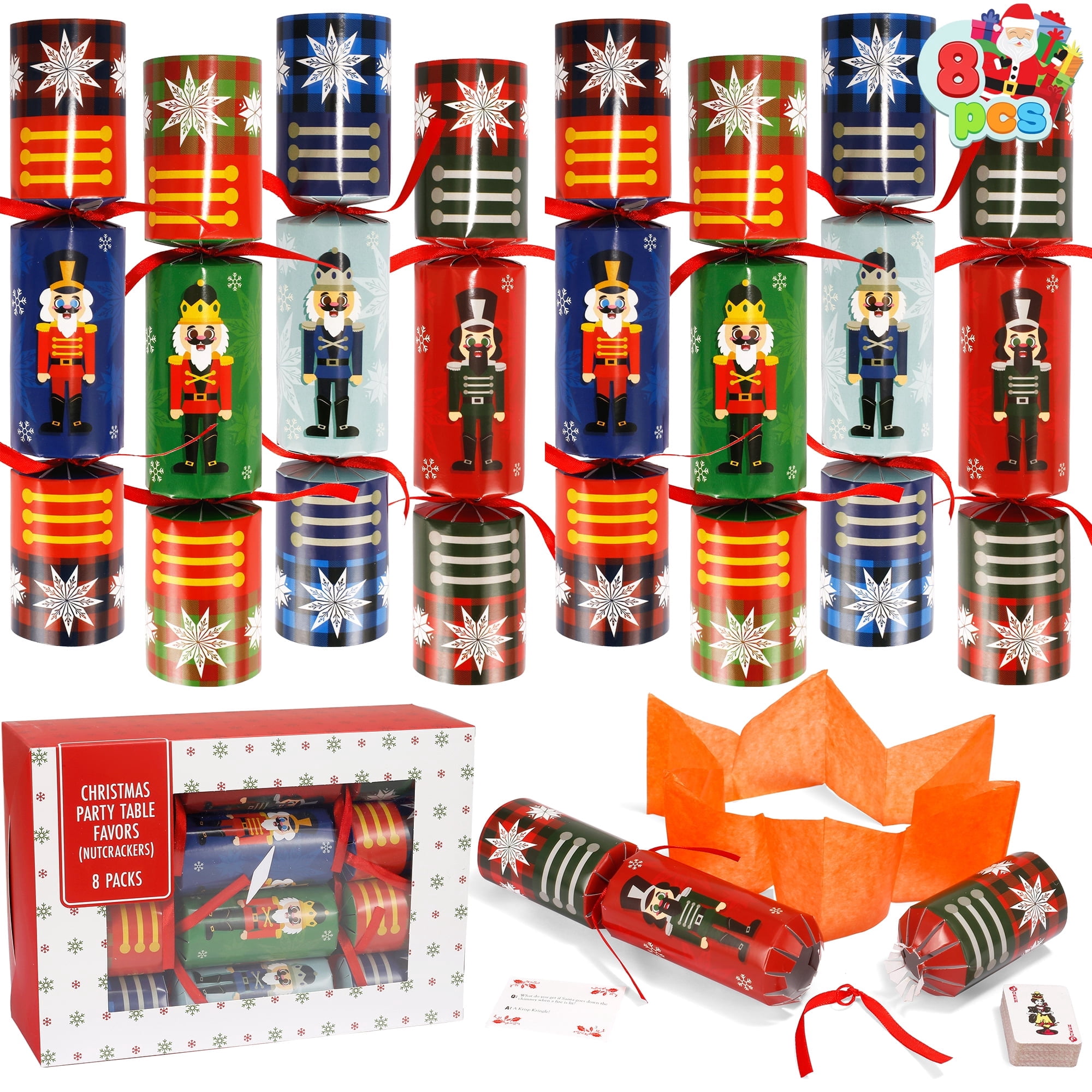 Joyfy 8 Pcs Christmas Crackers Party Favor Non-Snap Cute Nutcrackers ...