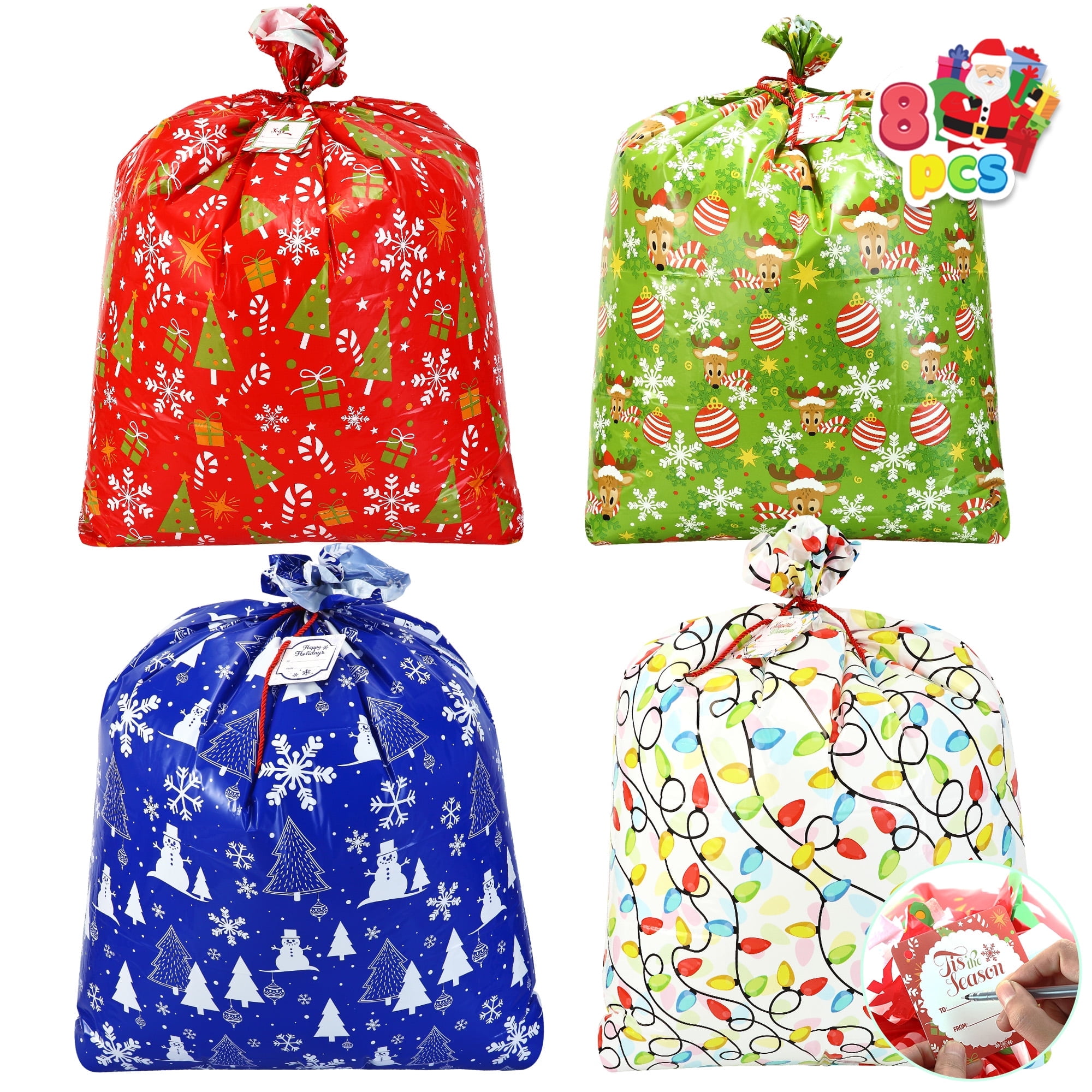 Joyfy 8 Pcs Large Christmas Gift Bags Xmas Presents 44”x 36” Jumbo ...
