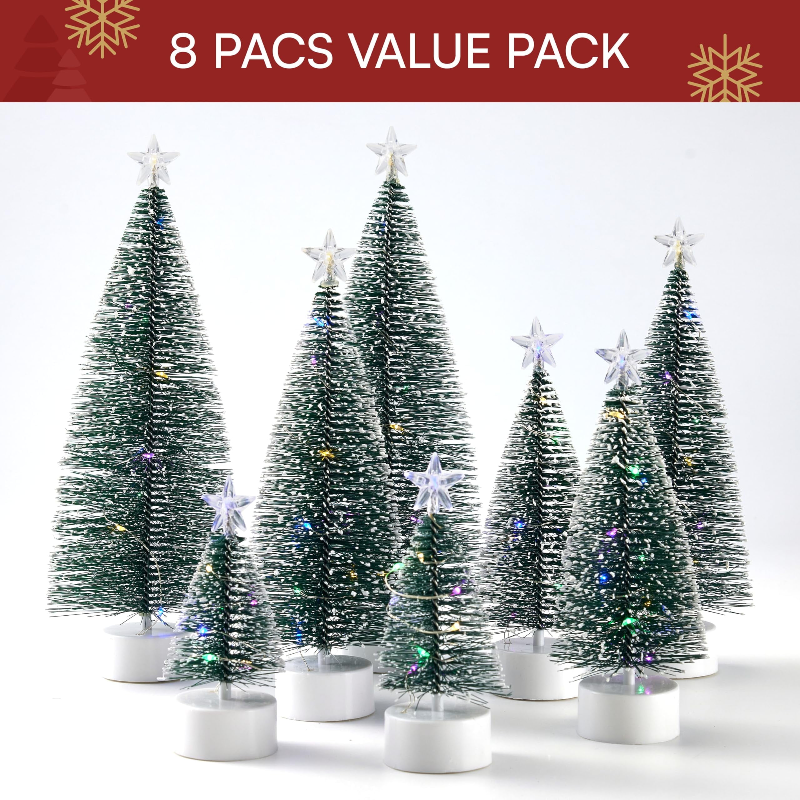 Joyfy 8 pcs Mini Christmas Tree with Lights, for Christmas Decorations ...