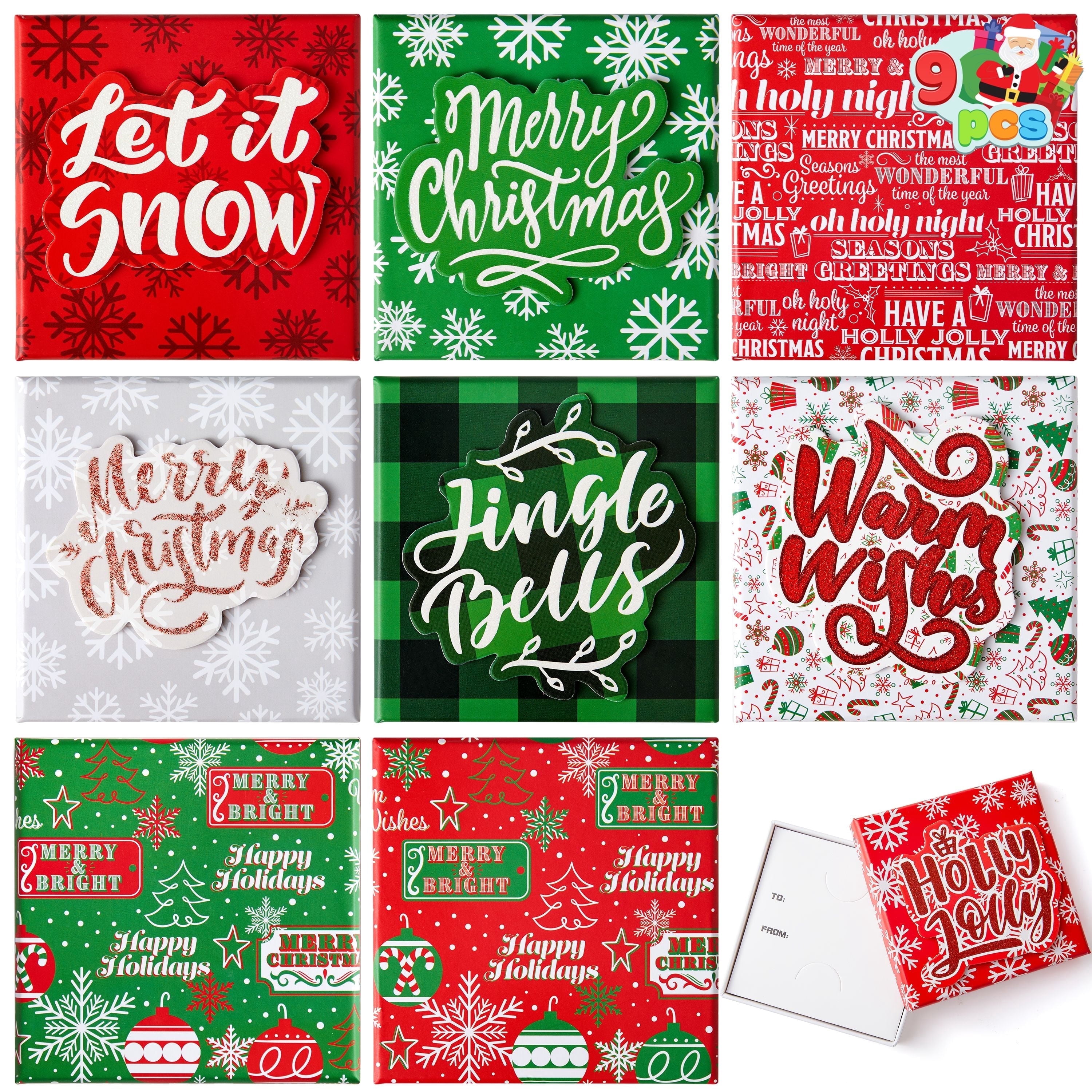 Joyfy, Gift Card Box, 4‚Äù x 4‚Äù x 0.8‚Äù, Christmas holiday patterns ...