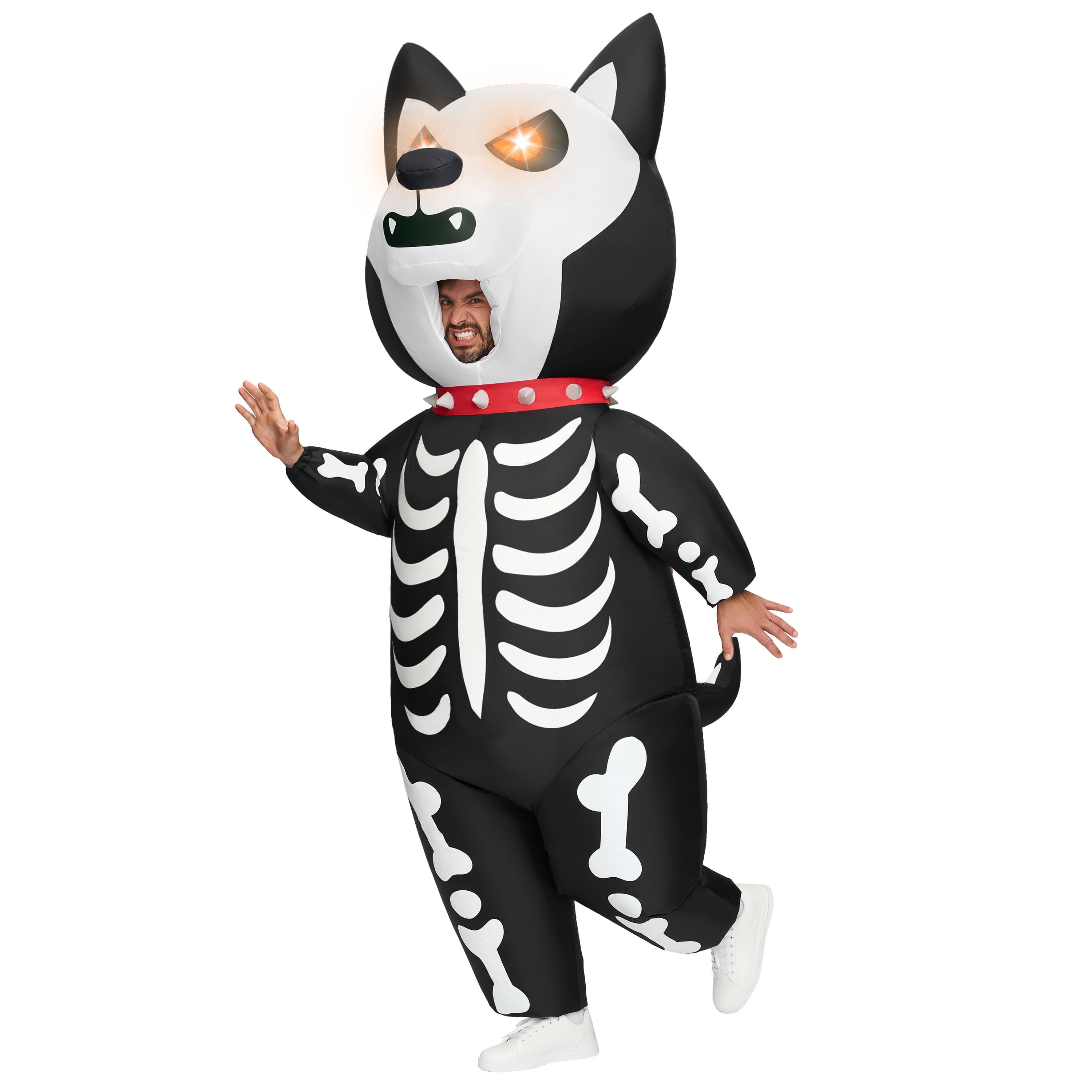 Joyfy Adult Inflatable Costume, Glow Eyes Skull Puppy Inflatable ...