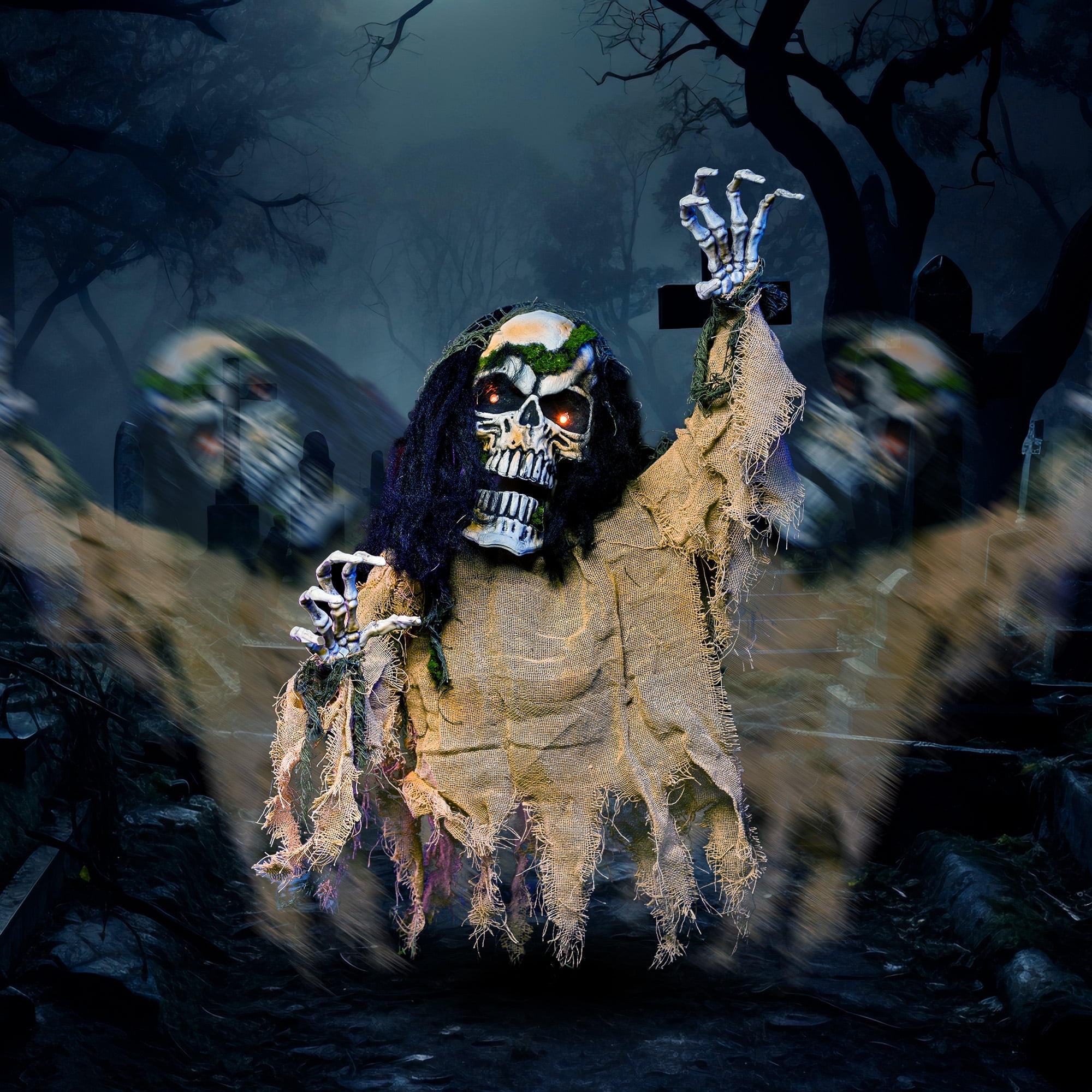 Joyfy Animated Halloween Groundbreaker Halloween Decorations Skeleton ...