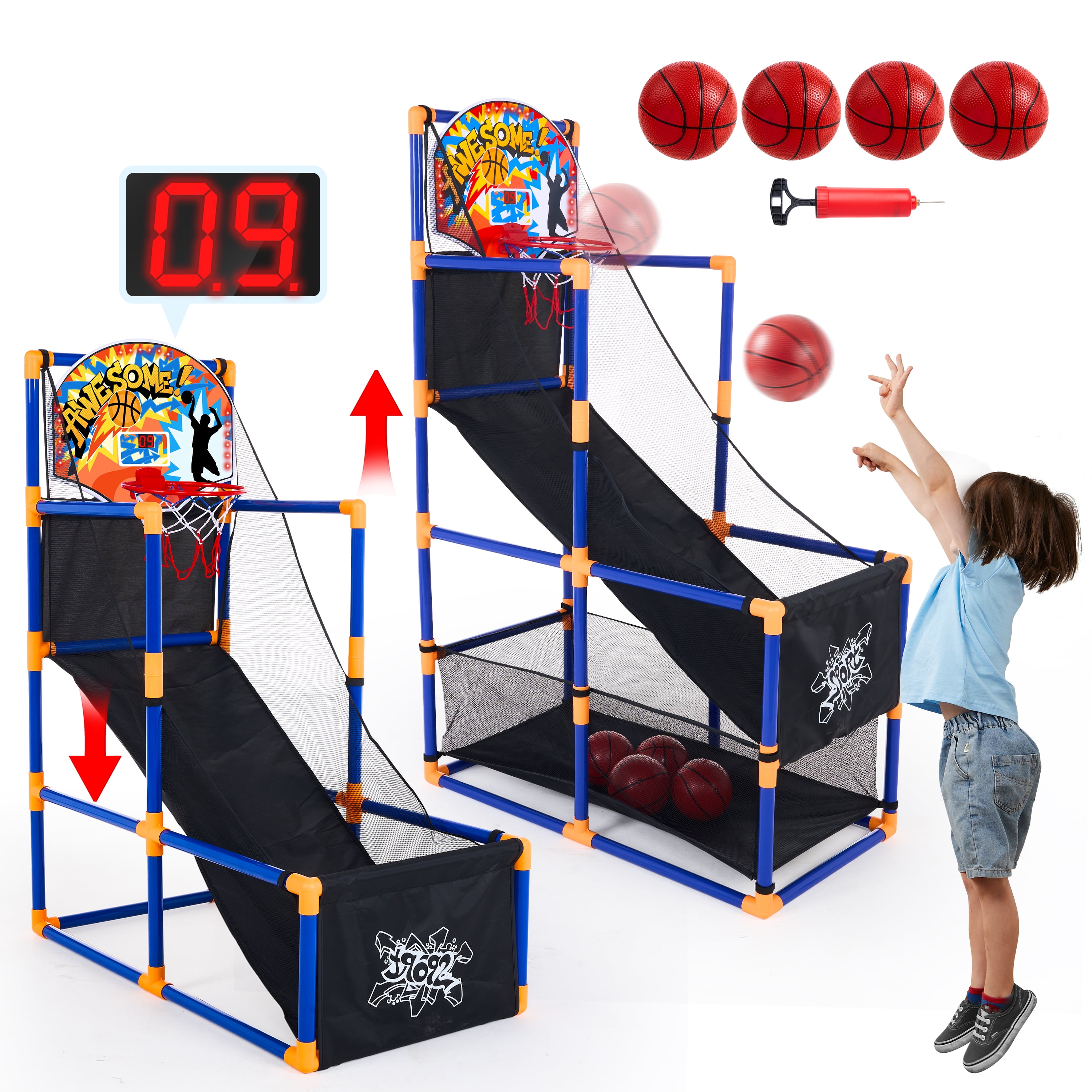 Joyfy LED Scoring Arcade Basketball Game with 4 Balls , Height ...