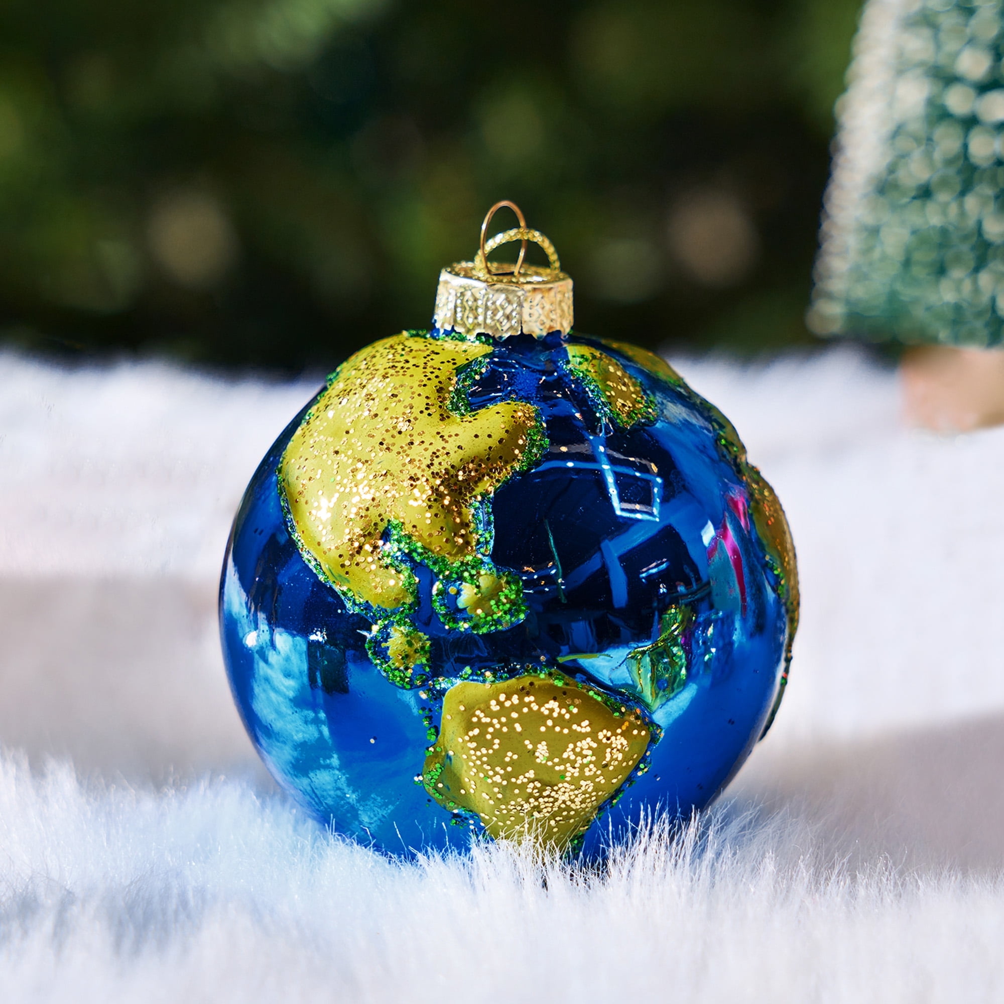 Joyfy Christmas Earth Glass Ornament, Xmas Outer Space Glass Blown ...
