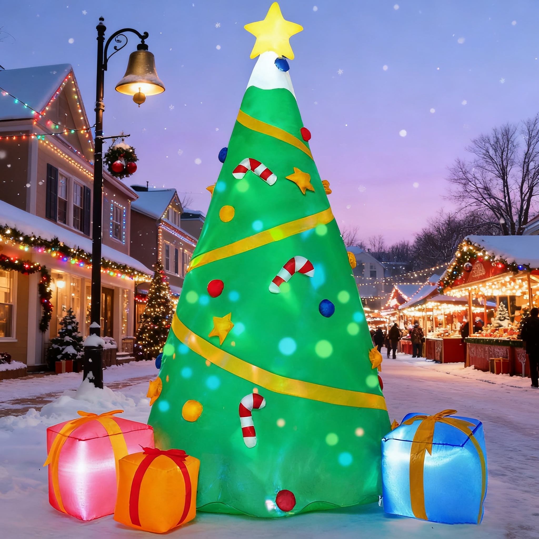 Joyfy 8 ft Christmas Inflatables Christmas Tree Outdoor Decorations ...