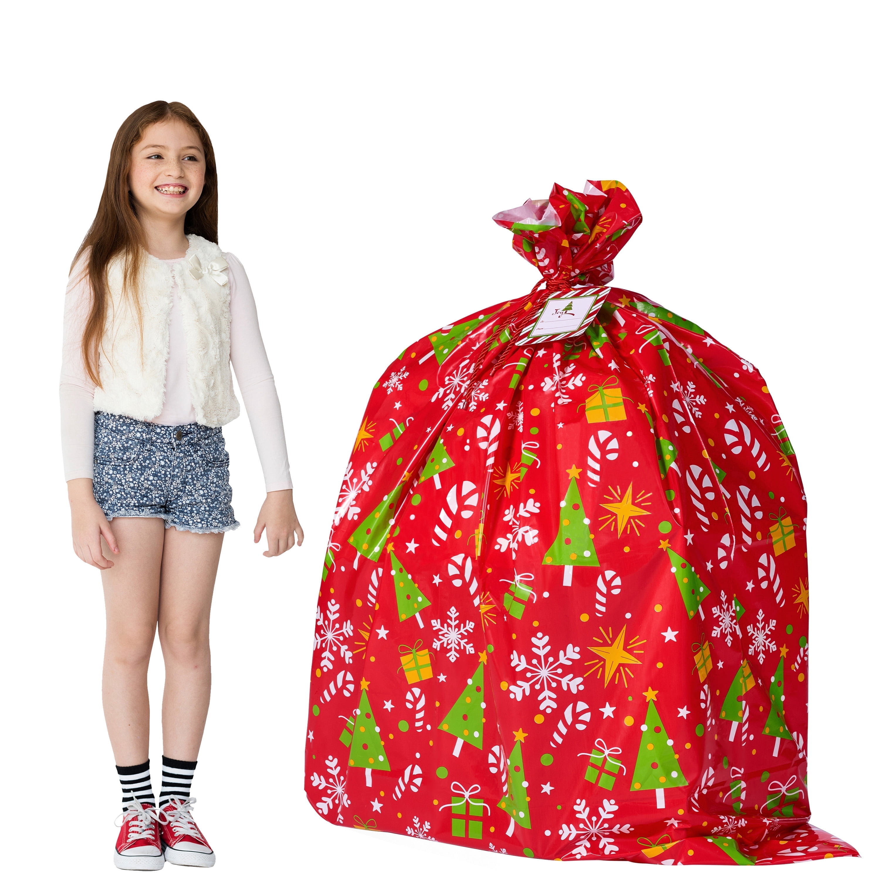 Joyfy Christmas Jumbo Big Gift Bags Heavy Duty 44”x 36” with Gift Tags ...