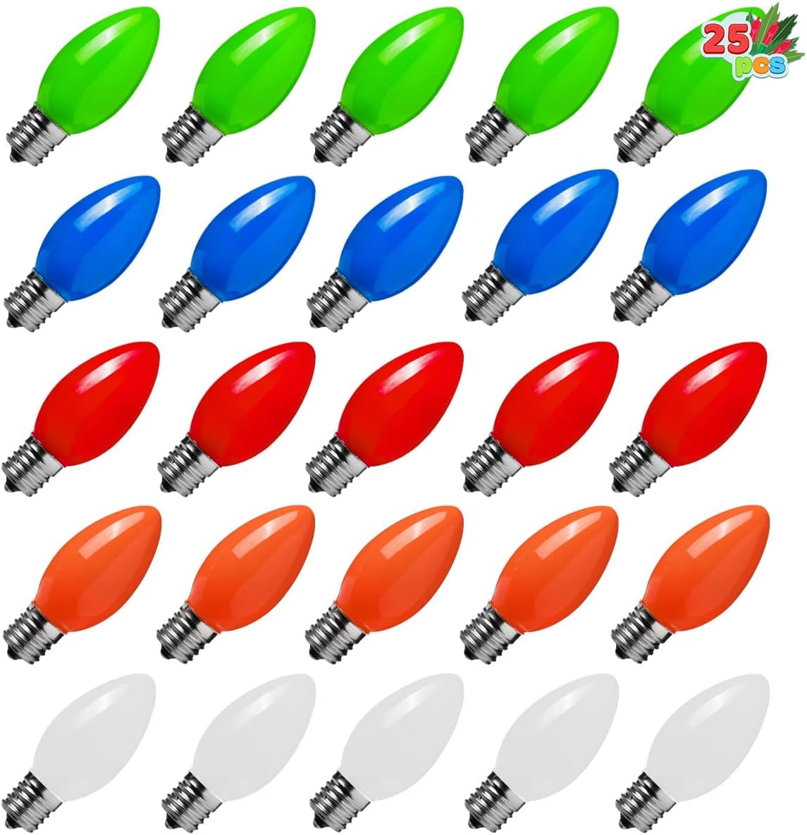 Joyfy 25 Pack C9 Incandescent Replacement Christmas Light Bulbs ...