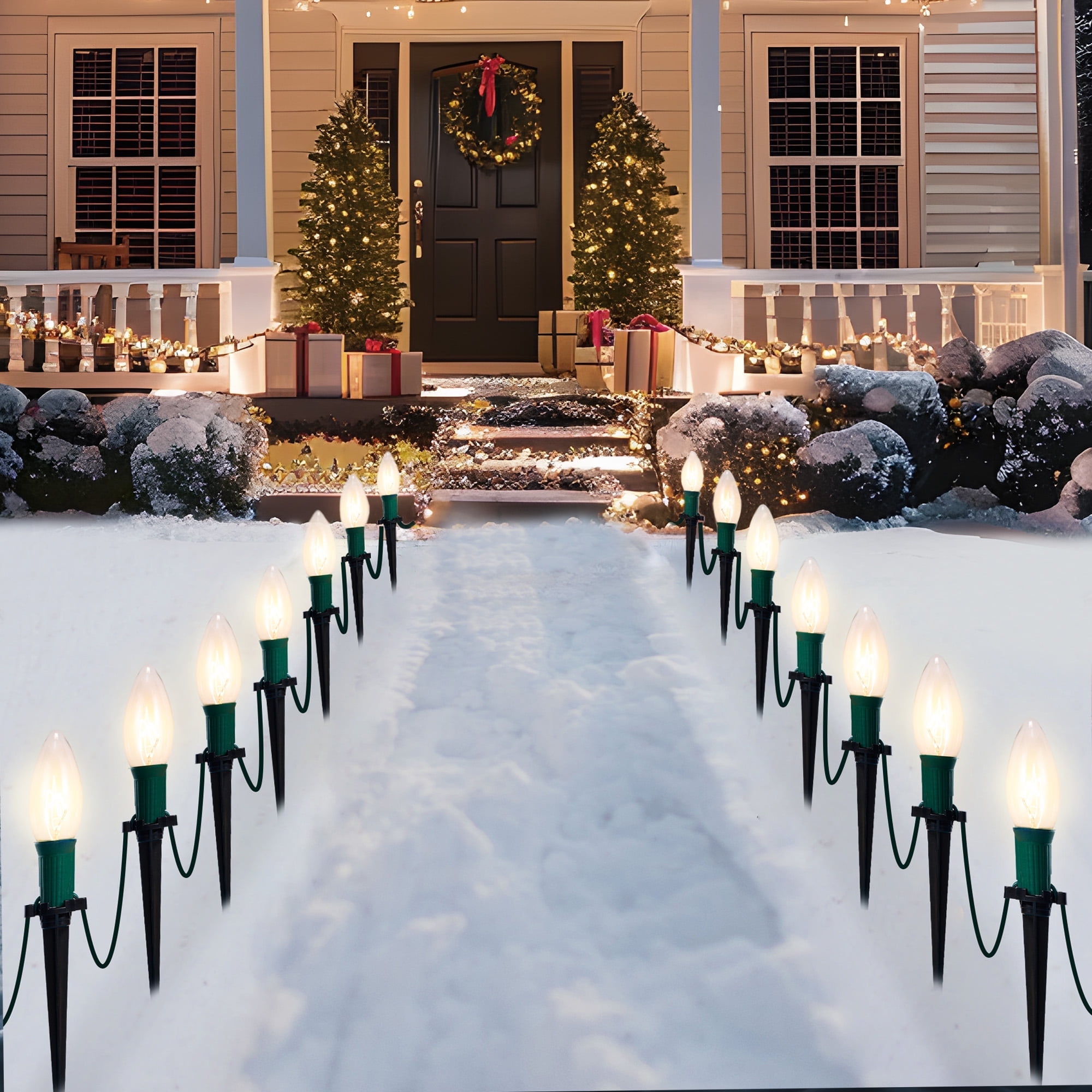 Joyfy Christmas Pathway Lights Outdoor,30.75 FT 24 LED Walkway Lights ...