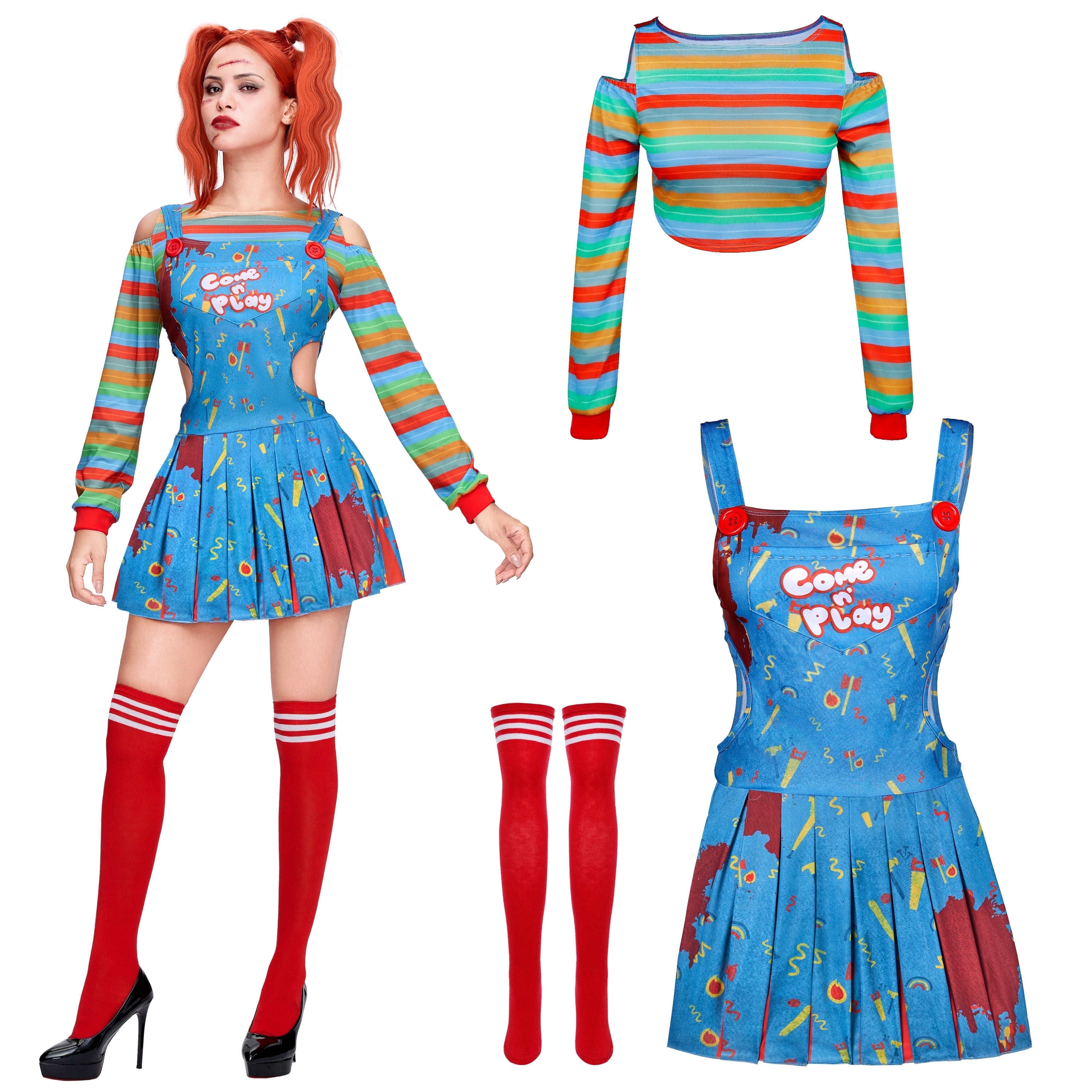 Joyfy Chucky Costume for Women, Family Matching Killer Doll Costume for ...