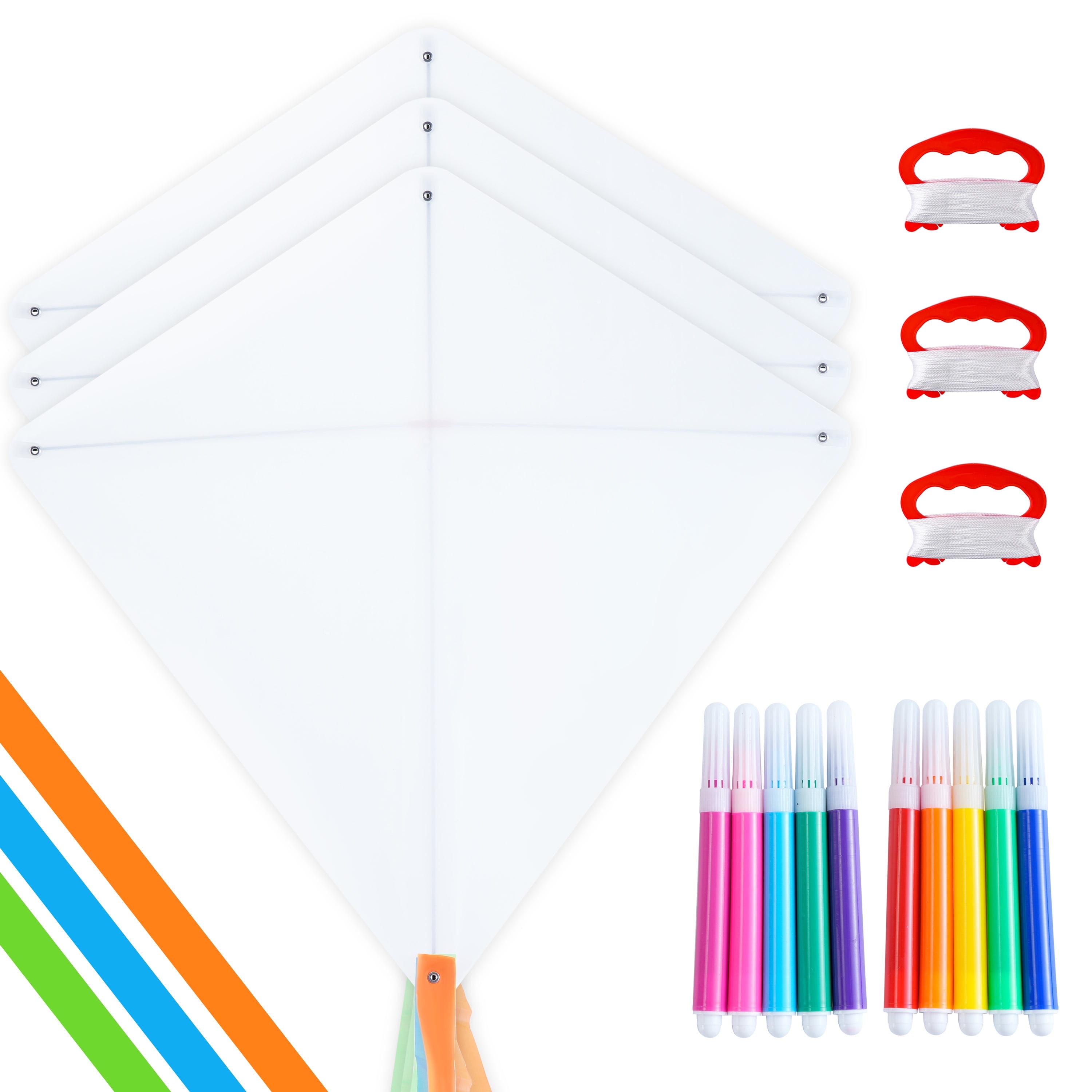 Joyfy DIY Kite, 3 Pack Diamond Blank Kites with Color Markers, Kids ...