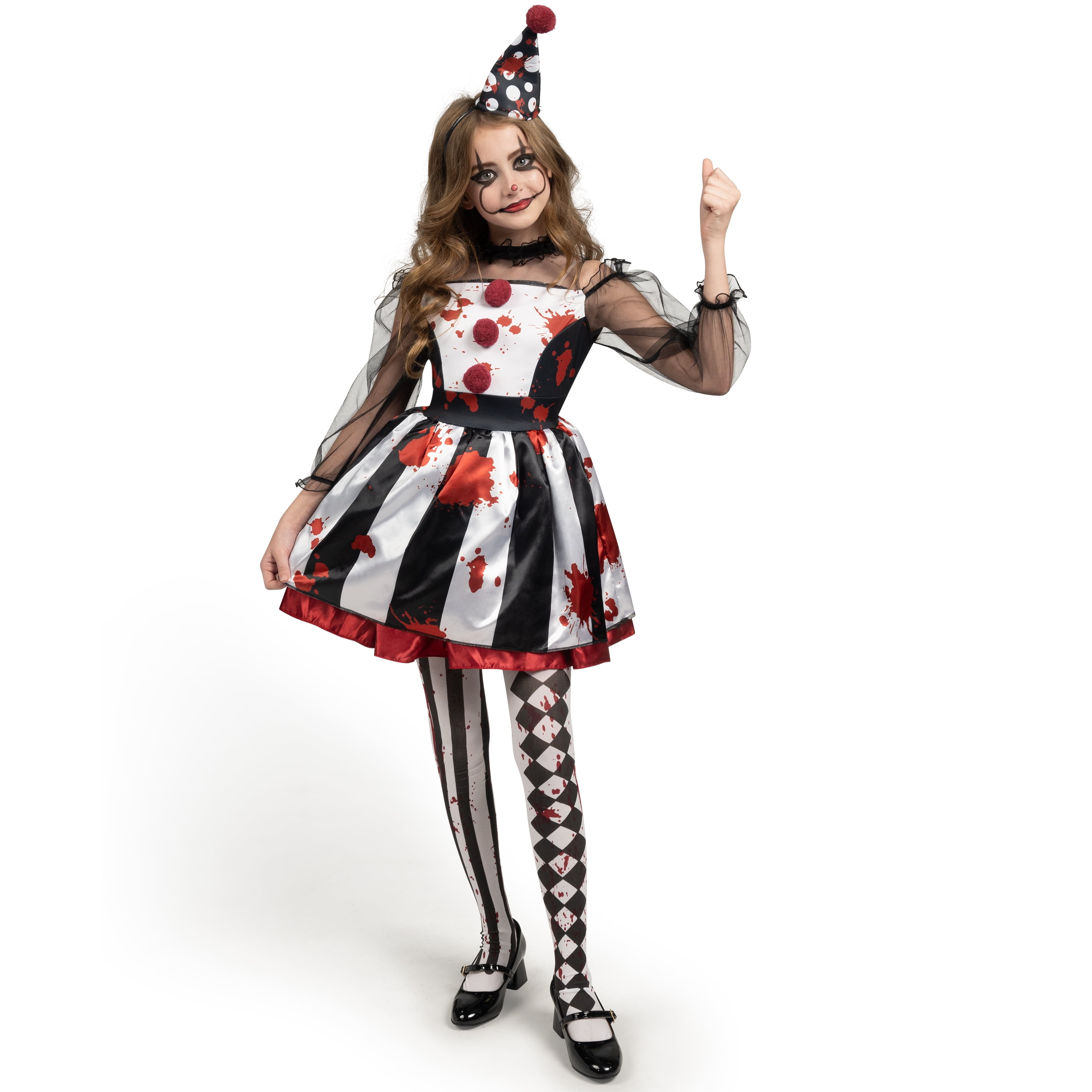 Joyfy Girls Clown Costume, Halloween Scary Clown Costume, Family ...