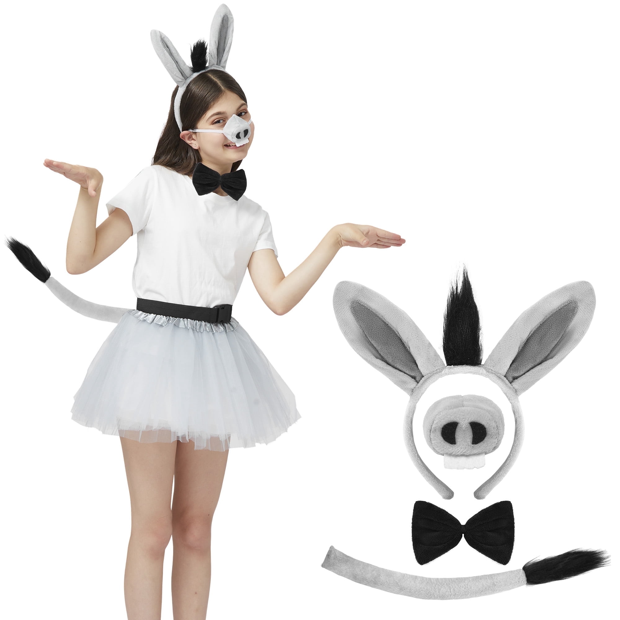 Joyfy Halloween 4 PCS Donkey Costume Accessory Set for Adults and Kids ...