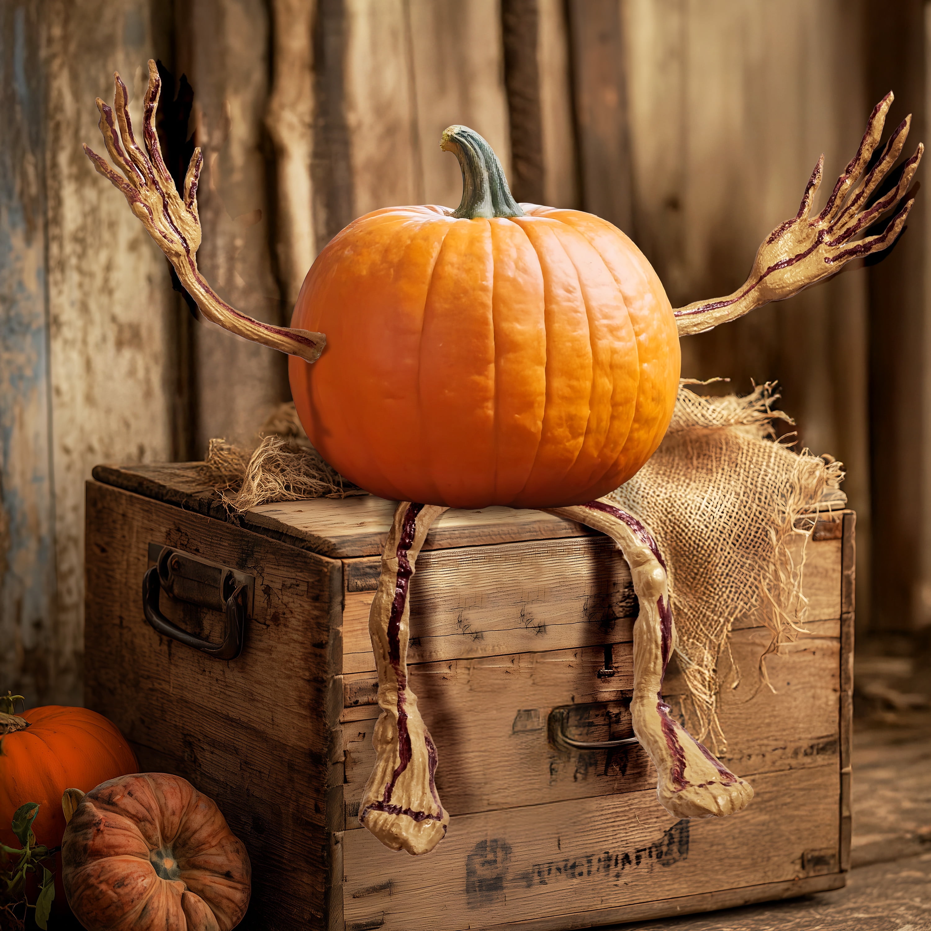 Joyfy Halloween Decorations Outdoor Bendable Pumpkin Arms and Legs Set ...