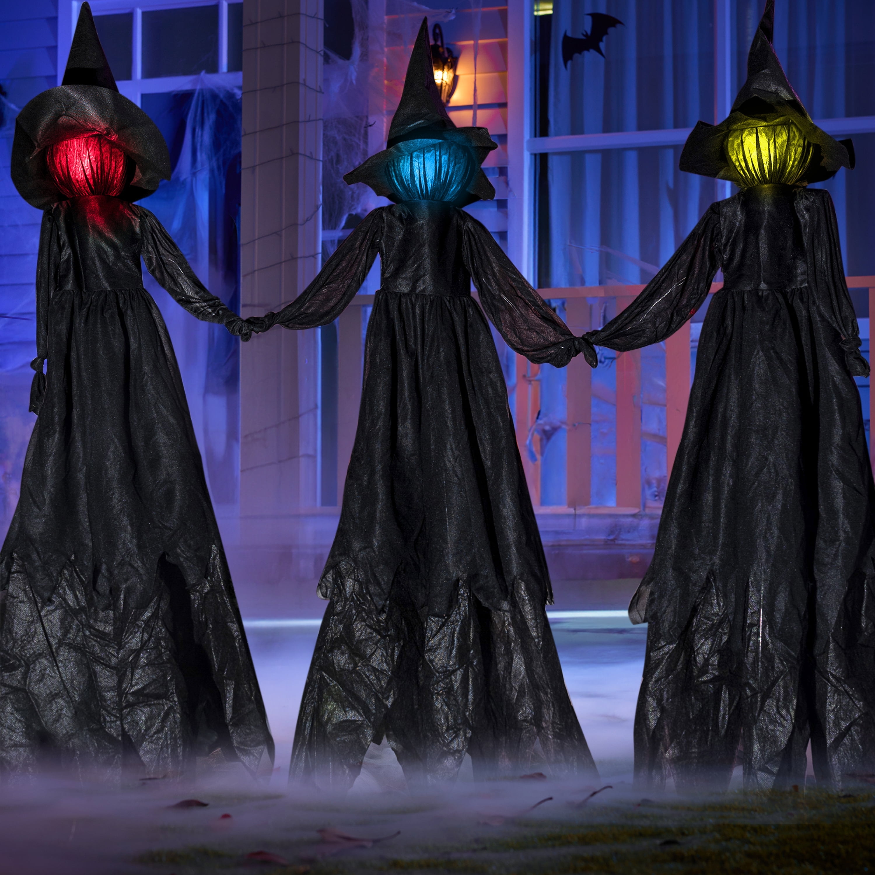 Joyfy 3 Pack Witches Halloween Decorations Outdoor,51" Lighted Witch ...