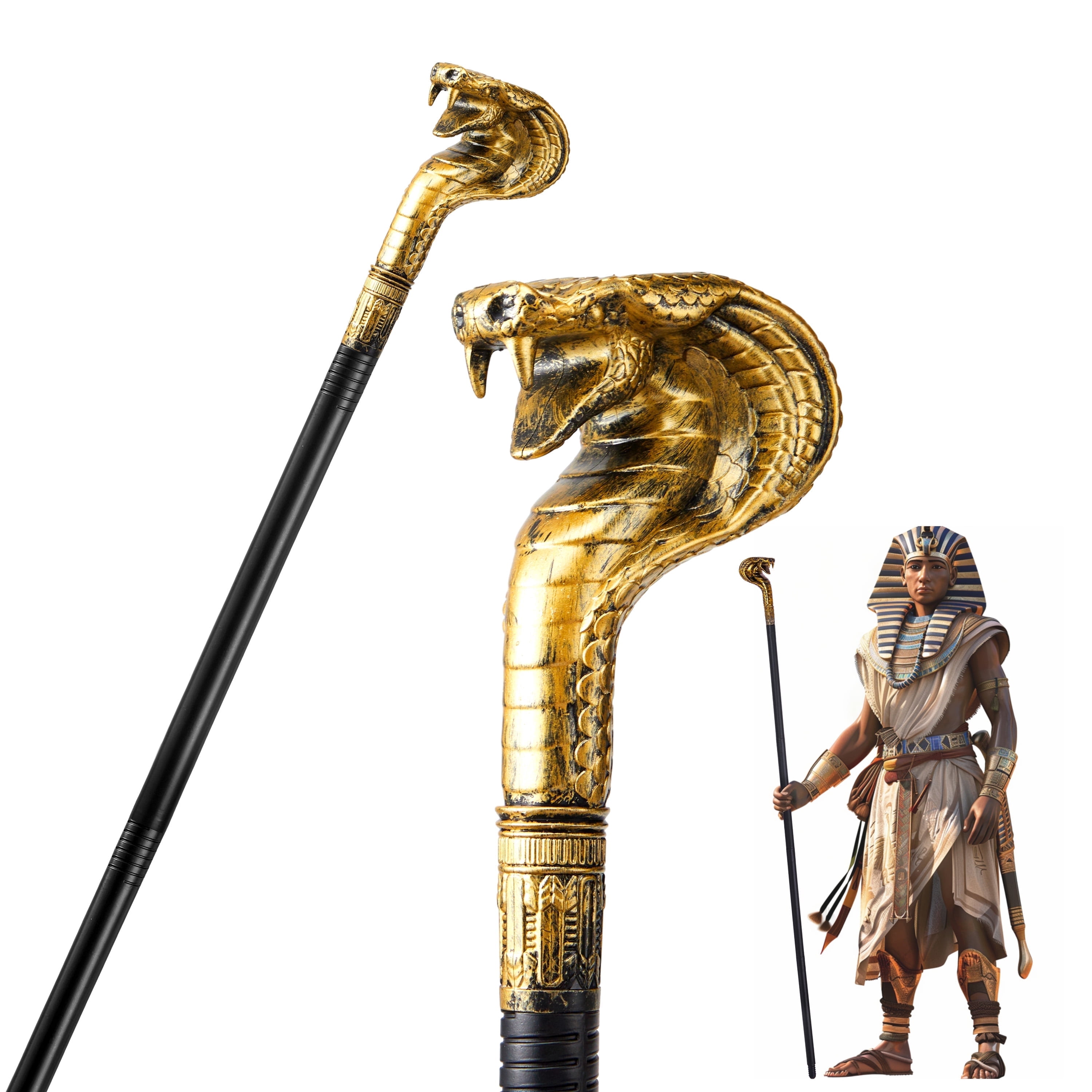 Joyfy Halloween Egyptian Snake Staff Walking Cane,Walking Stick for ...