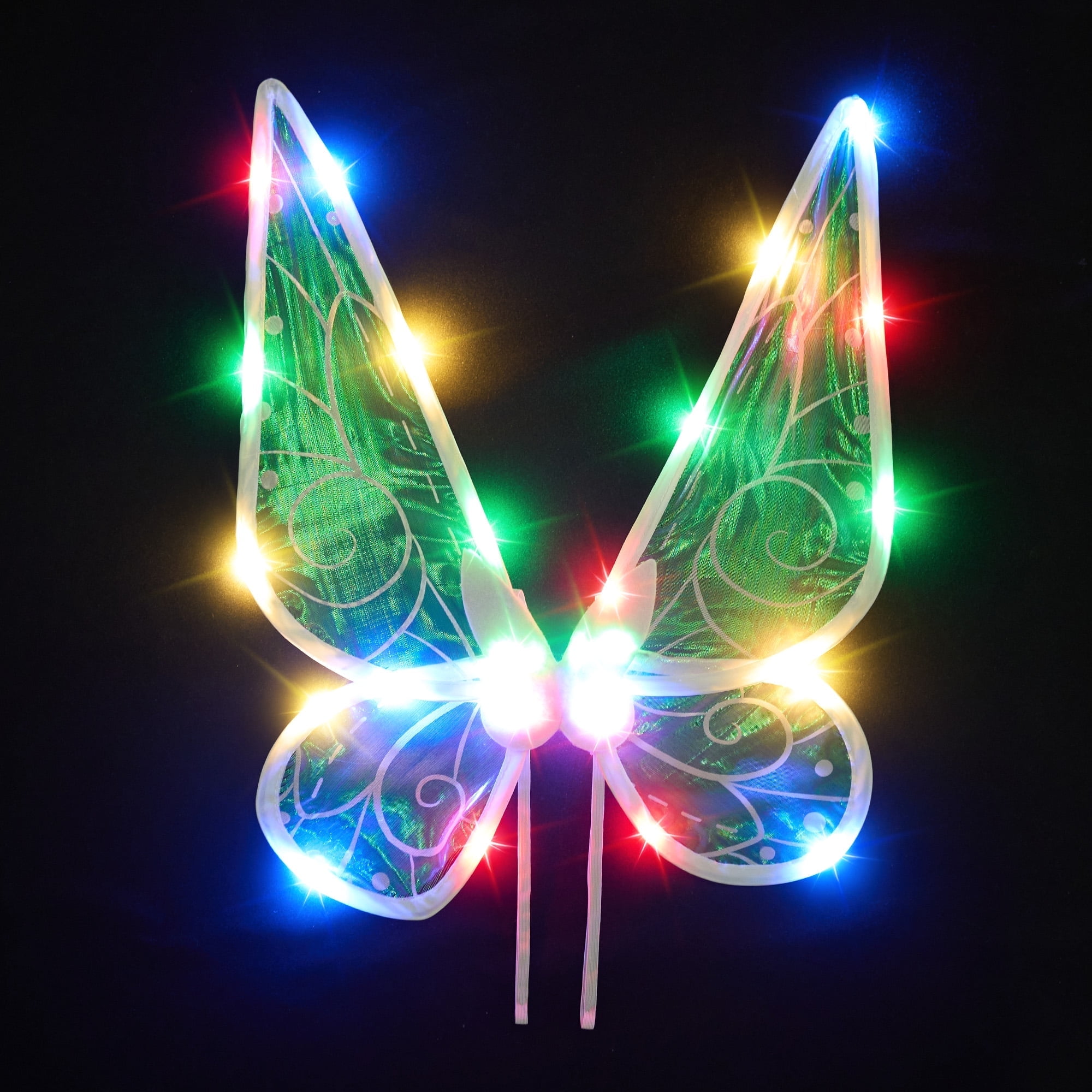Joyfy Halloween Light Up Rainbow Colorful Fairy Wing for Adult & Kids, Butterfly Wing with 3 ...