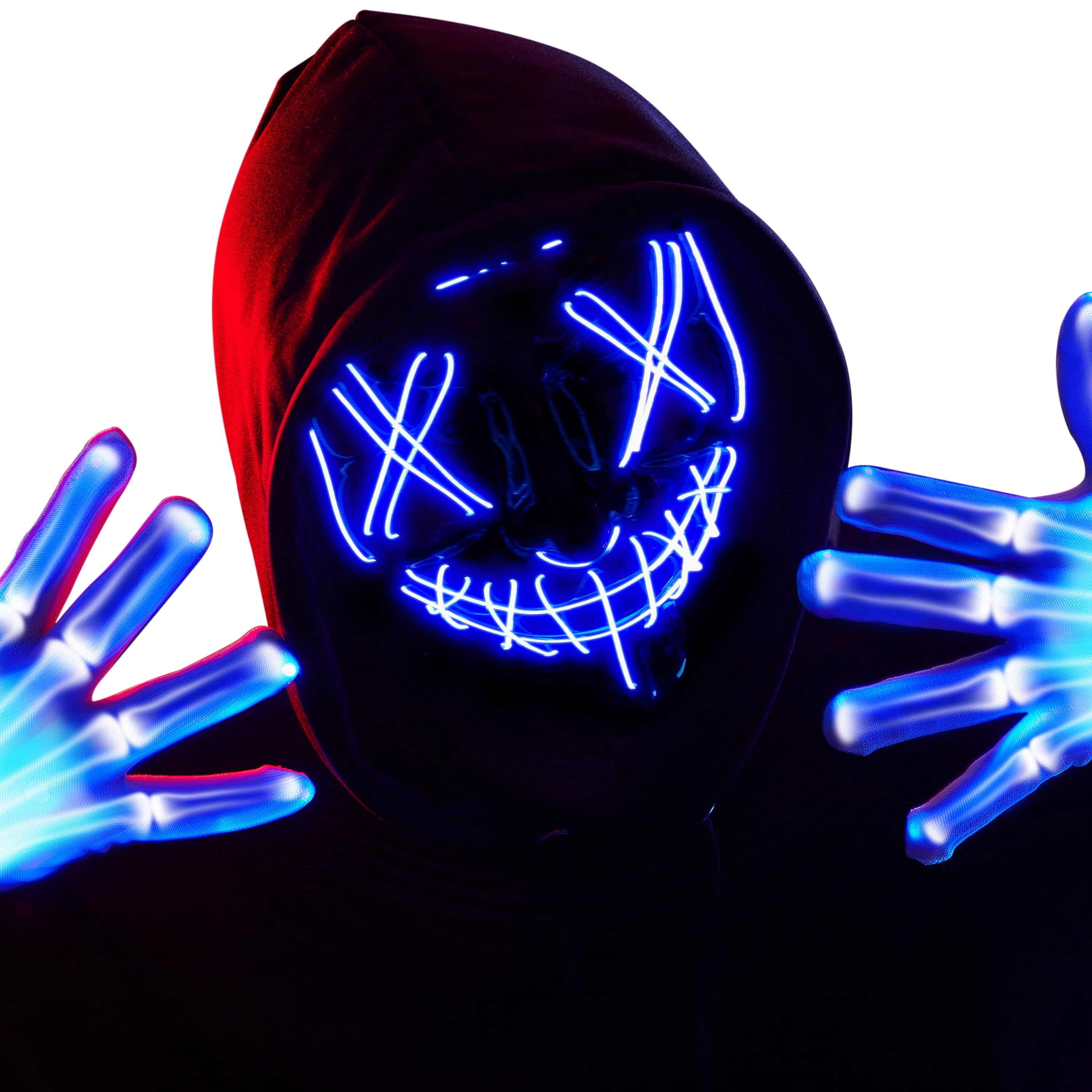 Joyfy Halloween Mask Light up Mask and Gloves,Scary Halloween Costumes ...