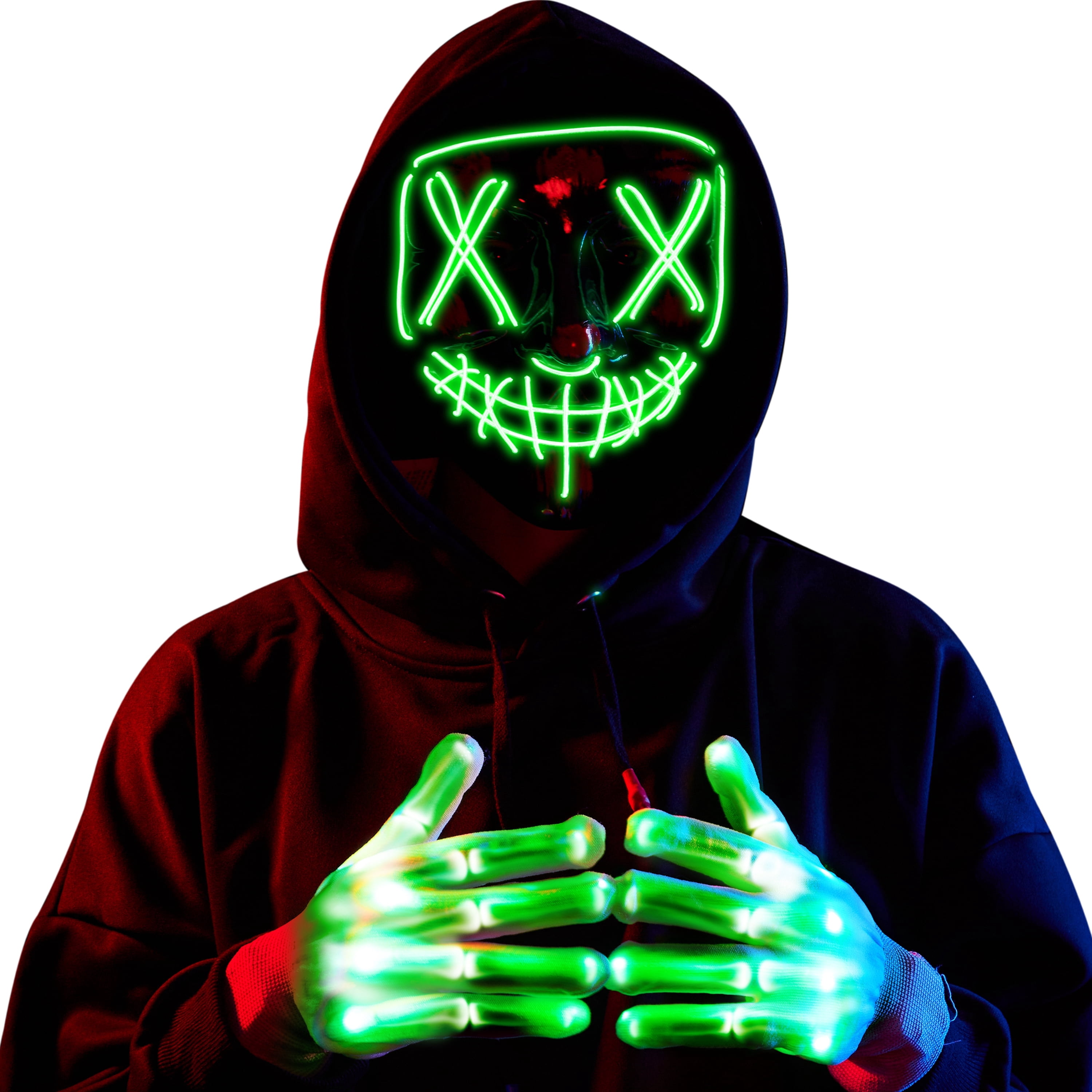 Joyfy Halloween Mask Light up Mask and Gloves,Scary Halloween Costumes ...
