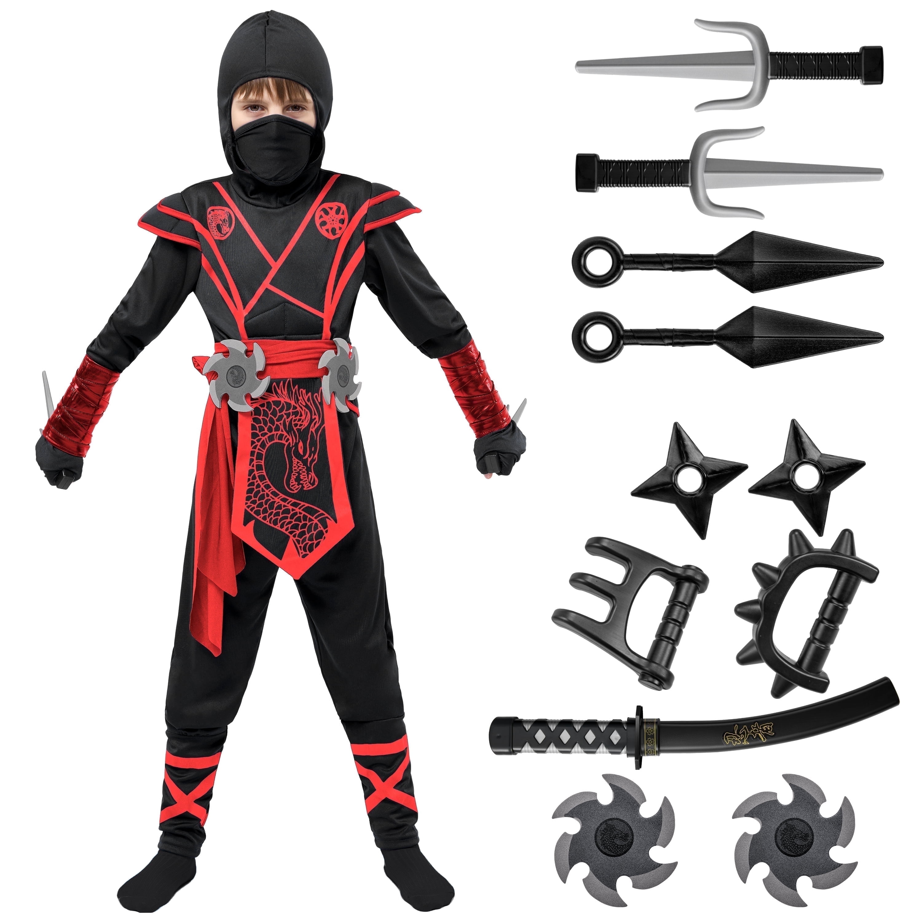 Joyfy Halloween Ninja Costume Kids, Ninja Dragon Costume Set, Boys ...