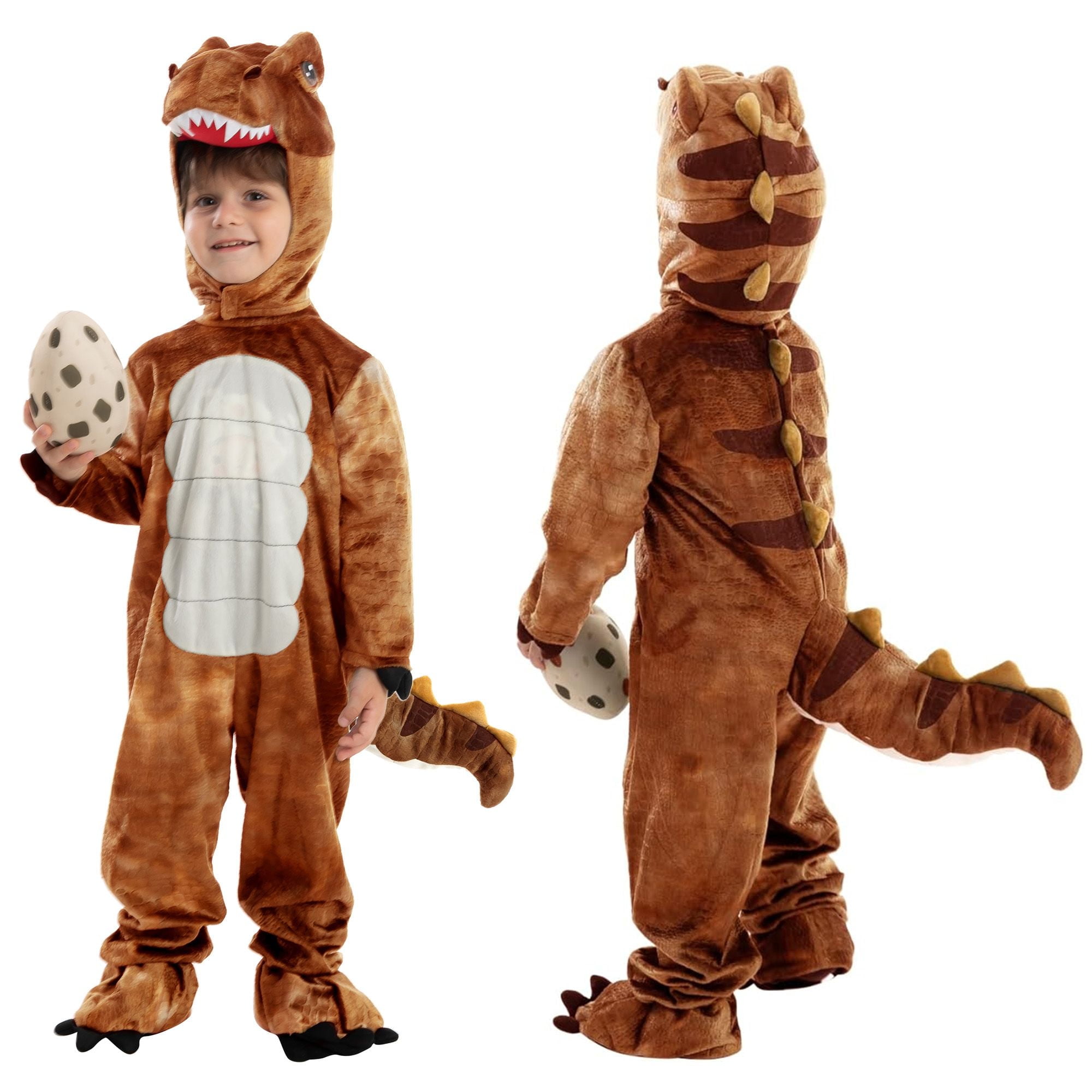 Joyfy Halloween Realistic Tyrannosaurus Rex Costume Dinosaur Onesie with Dinosaur Egg, Suitable ...