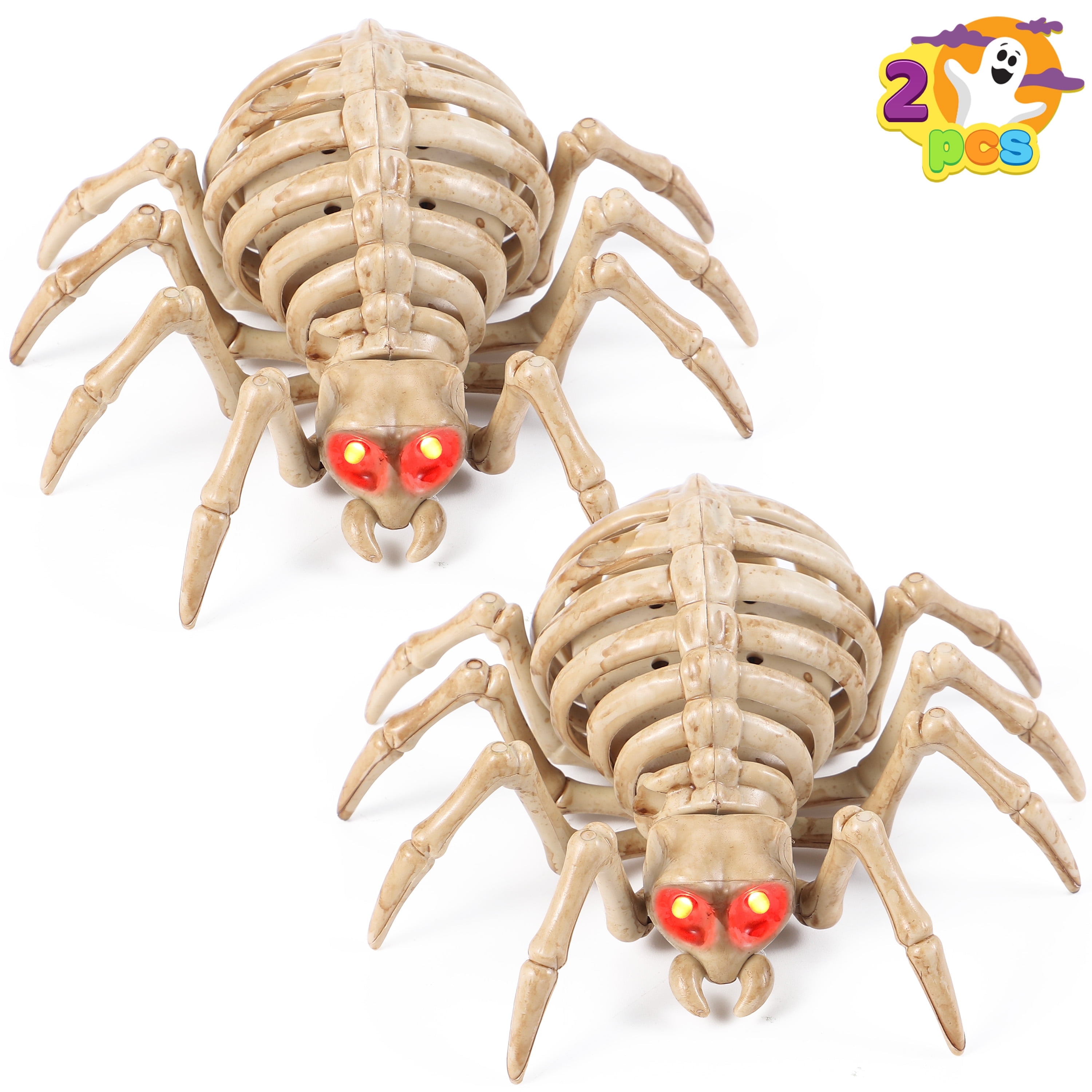 Joyfy 2 PCS 4.5 inch Halloween Spider Skeleton Decoration, Glowing ...