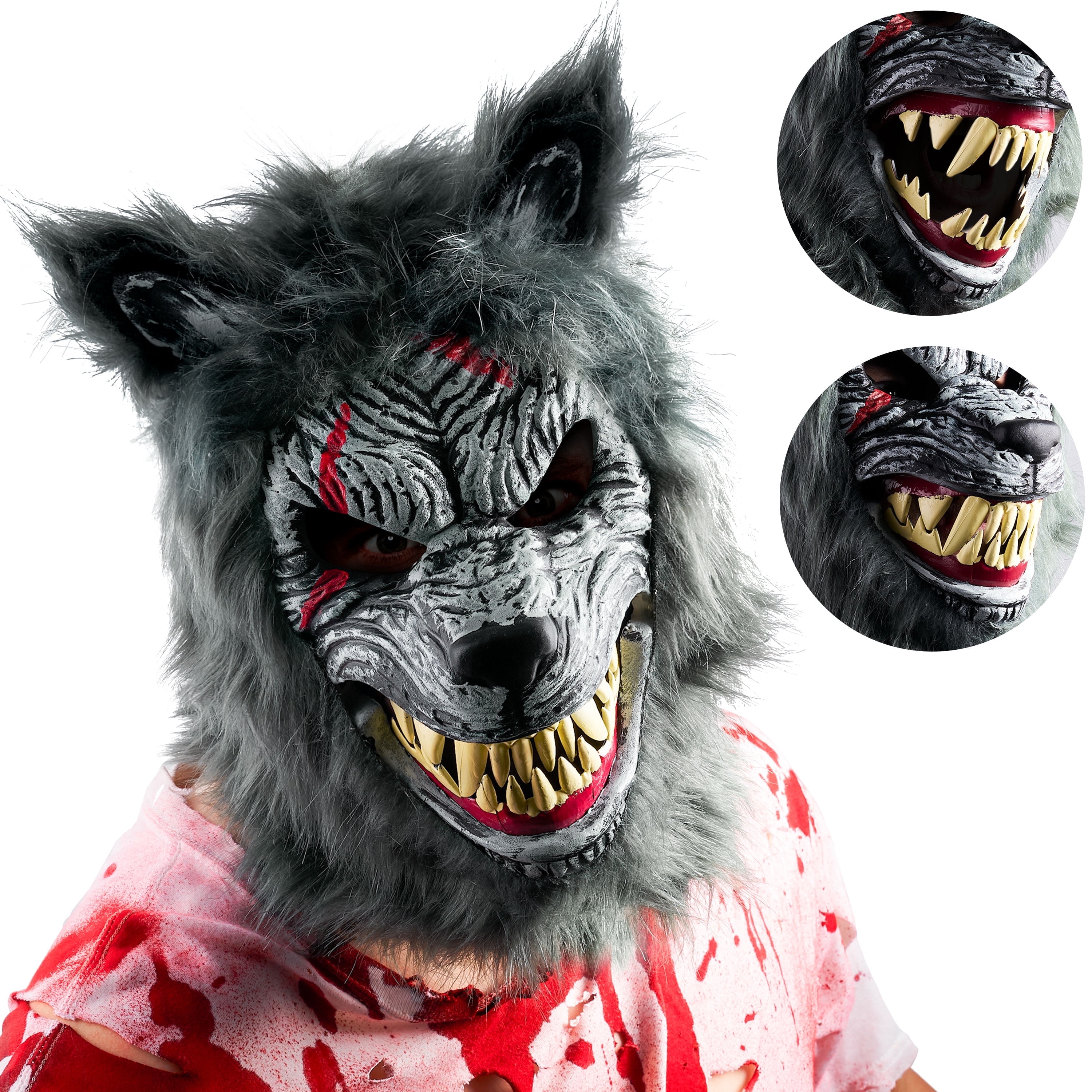 Joyfy Halloween Wolf Mask Scary Werewolf Mask for Adults Men,Halloween ...