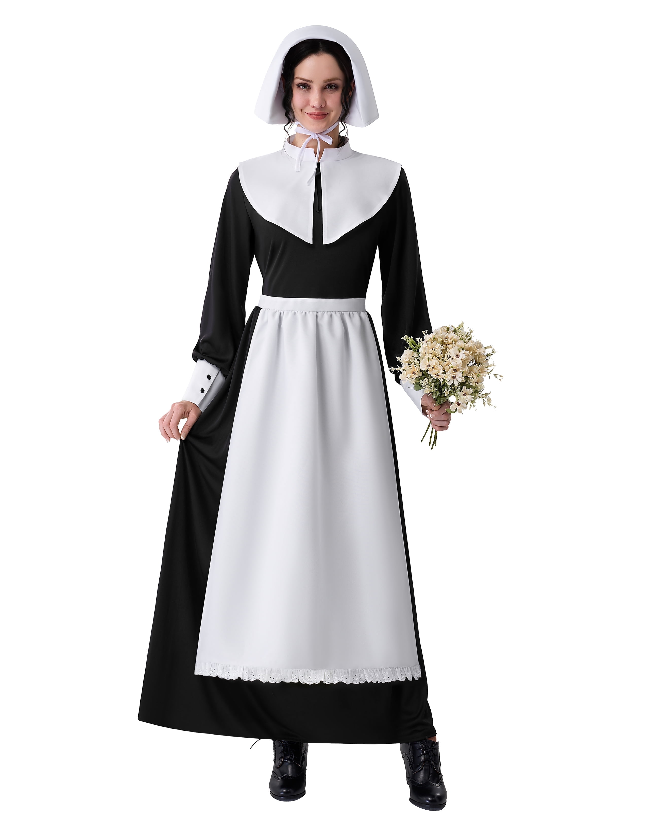 Joyfy Pioneer Costume Dress for Women Modest Prairie Colonial Dress ...