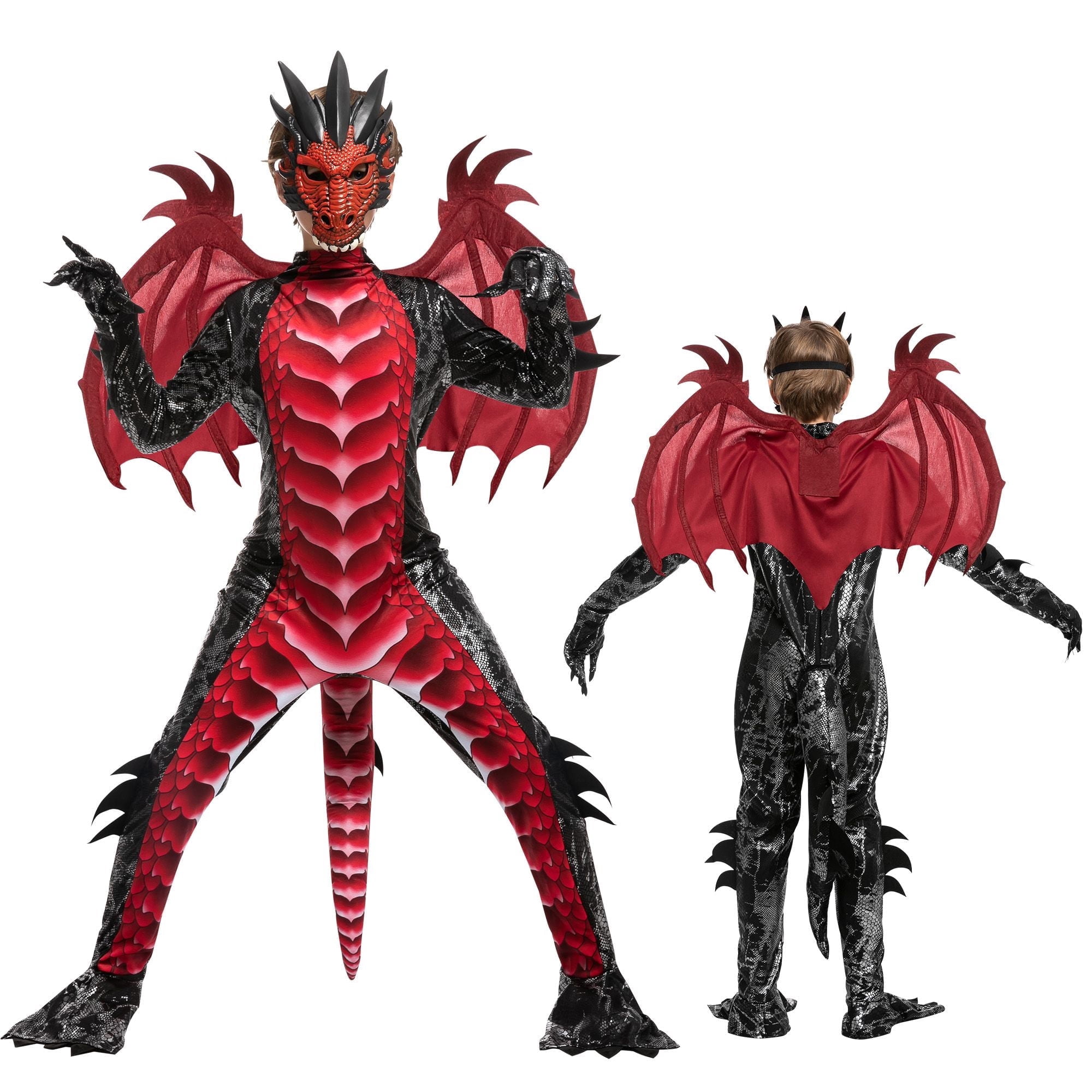 Joyfy Halloween Children's Dragon Costume, Boys Dragon Wings and Dragon ...