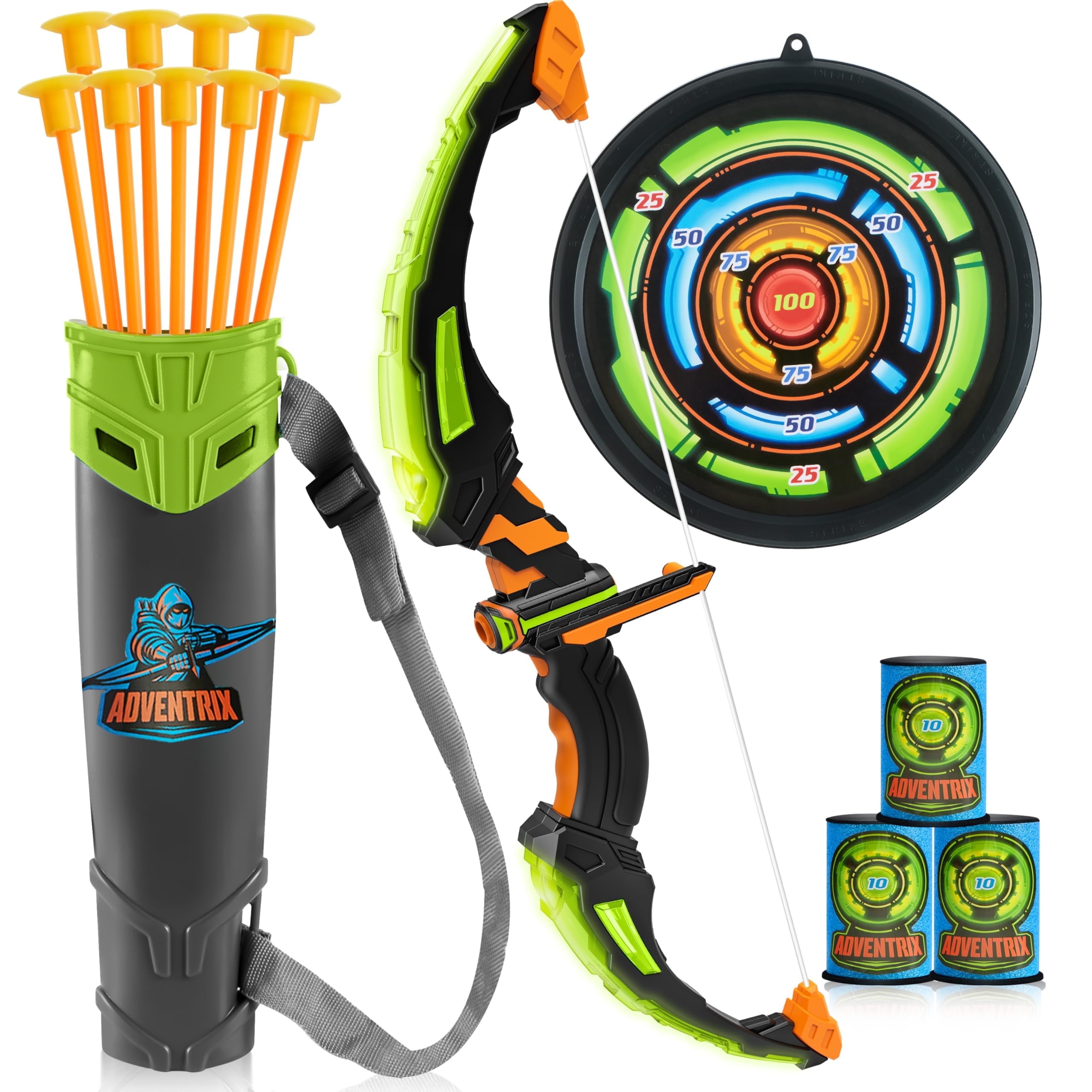 Joyfy Kids Archery Bow and Arrow Toy Set with LED, Archery Toy Set for ...