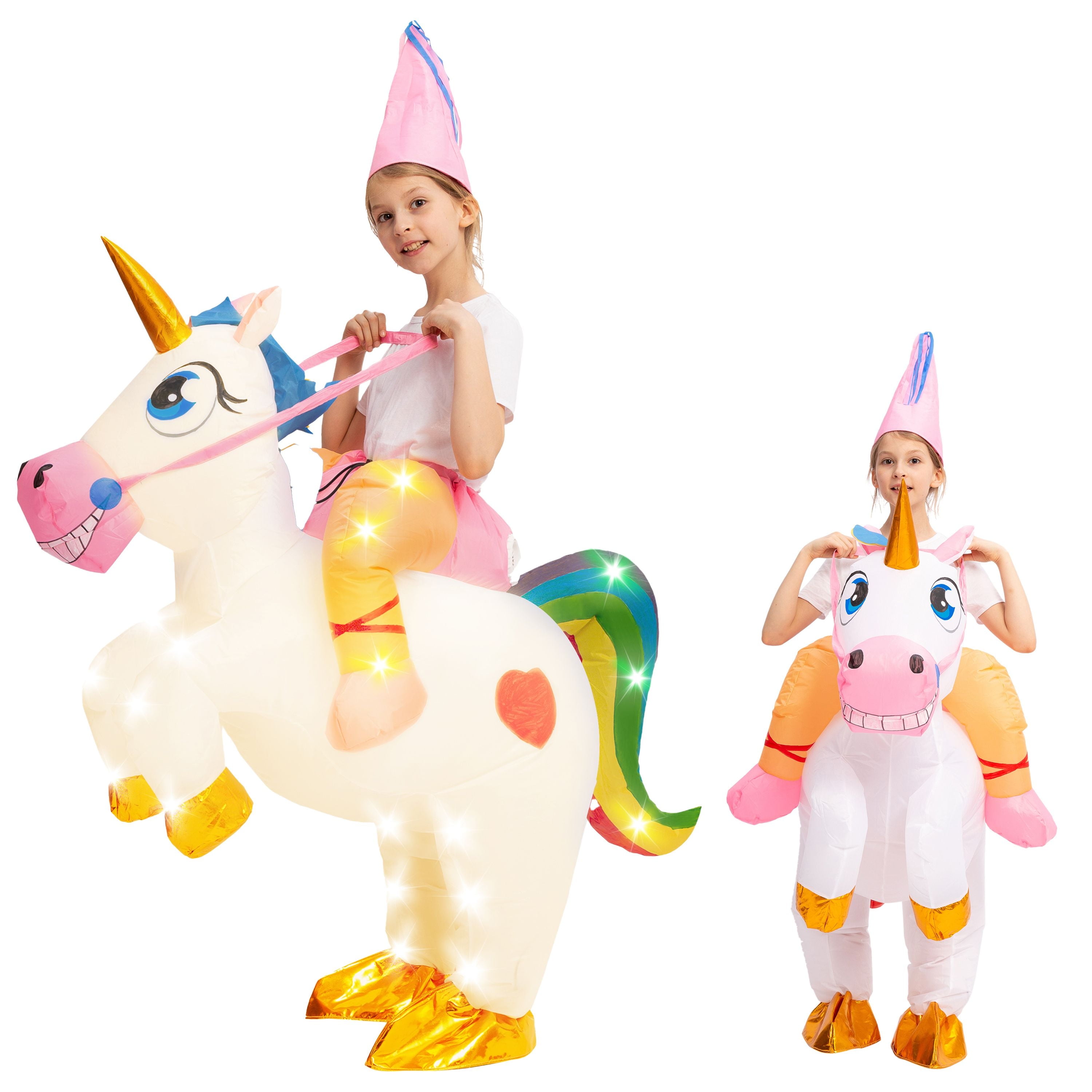 Joyfy Kids Unicorn Inflatable Costume, Ride-On Light-Up Unicorn ...