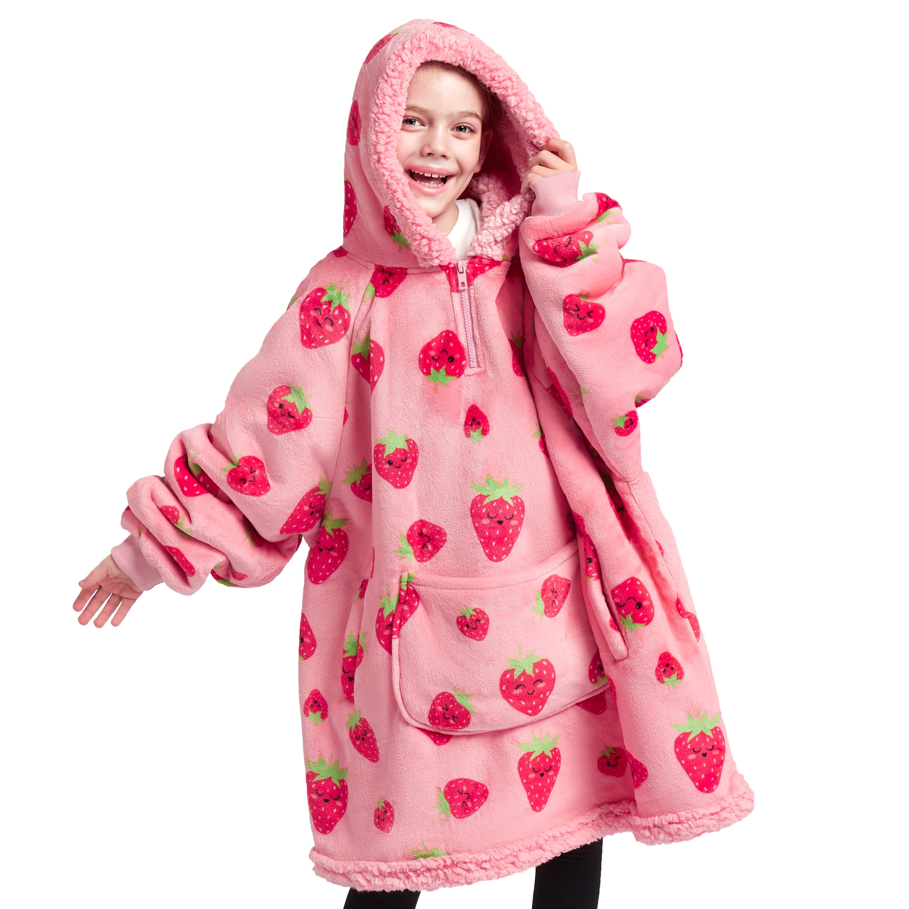Joyfy Kids Wearable Blanket Hoodie, Warm and Cozy Flannel Sweatshirt ...