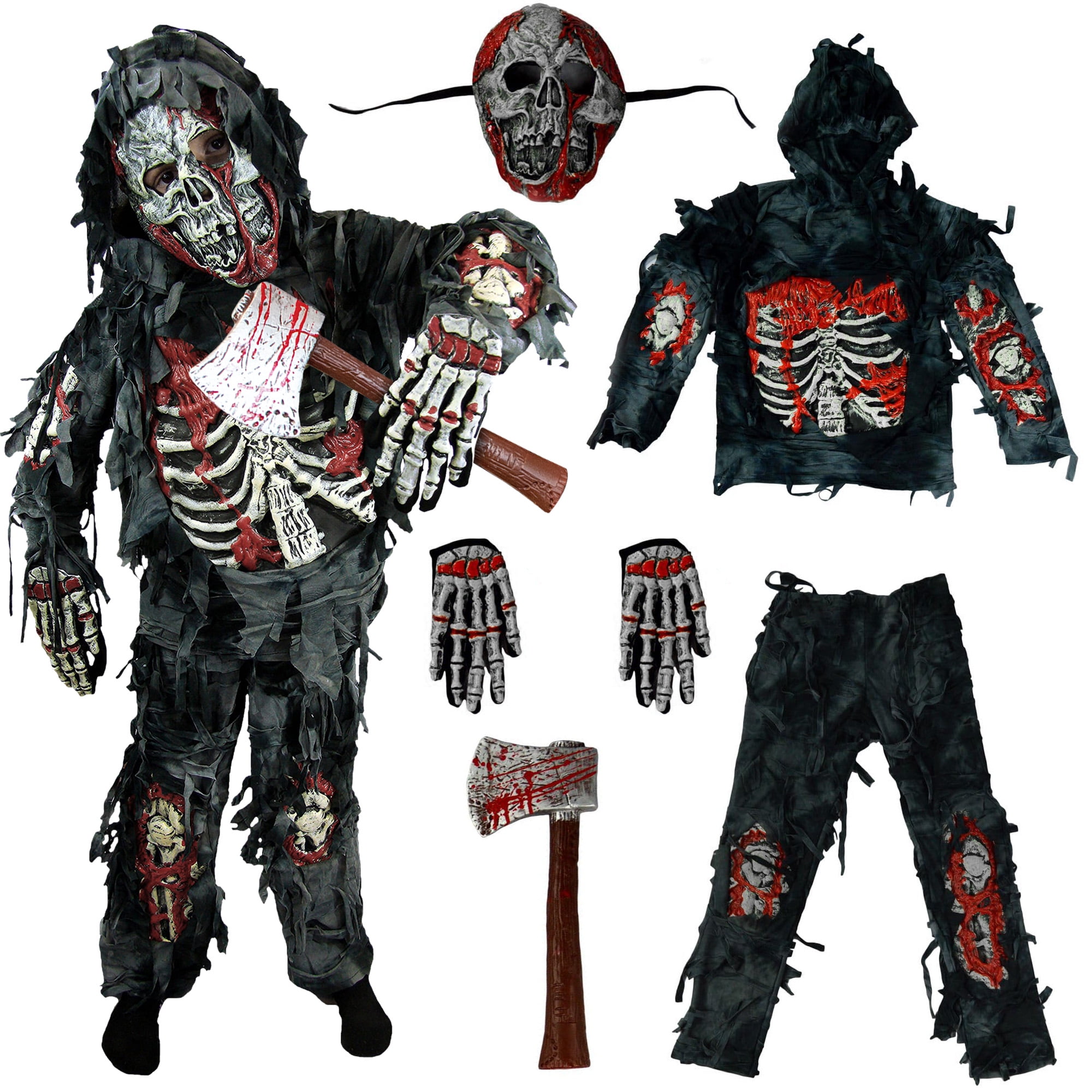 Joyfy Kids Zombie Costume, Scary Halloween Zombie Costume for Boys ...