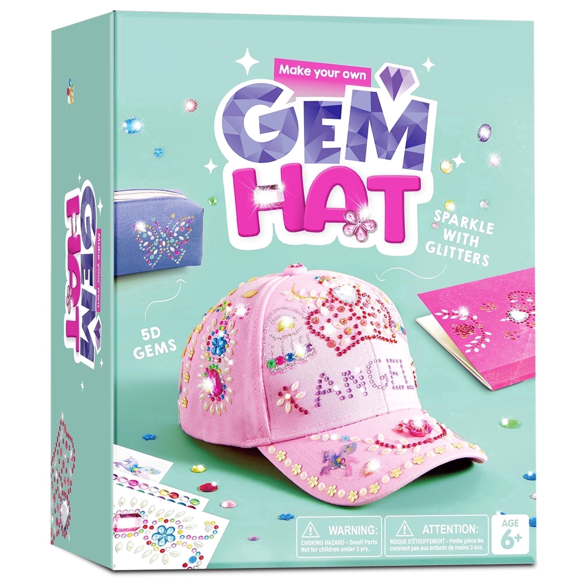 Joyfy Pink Baseball Cap Art Set for Kids Ages 8-12 with Gems and ...