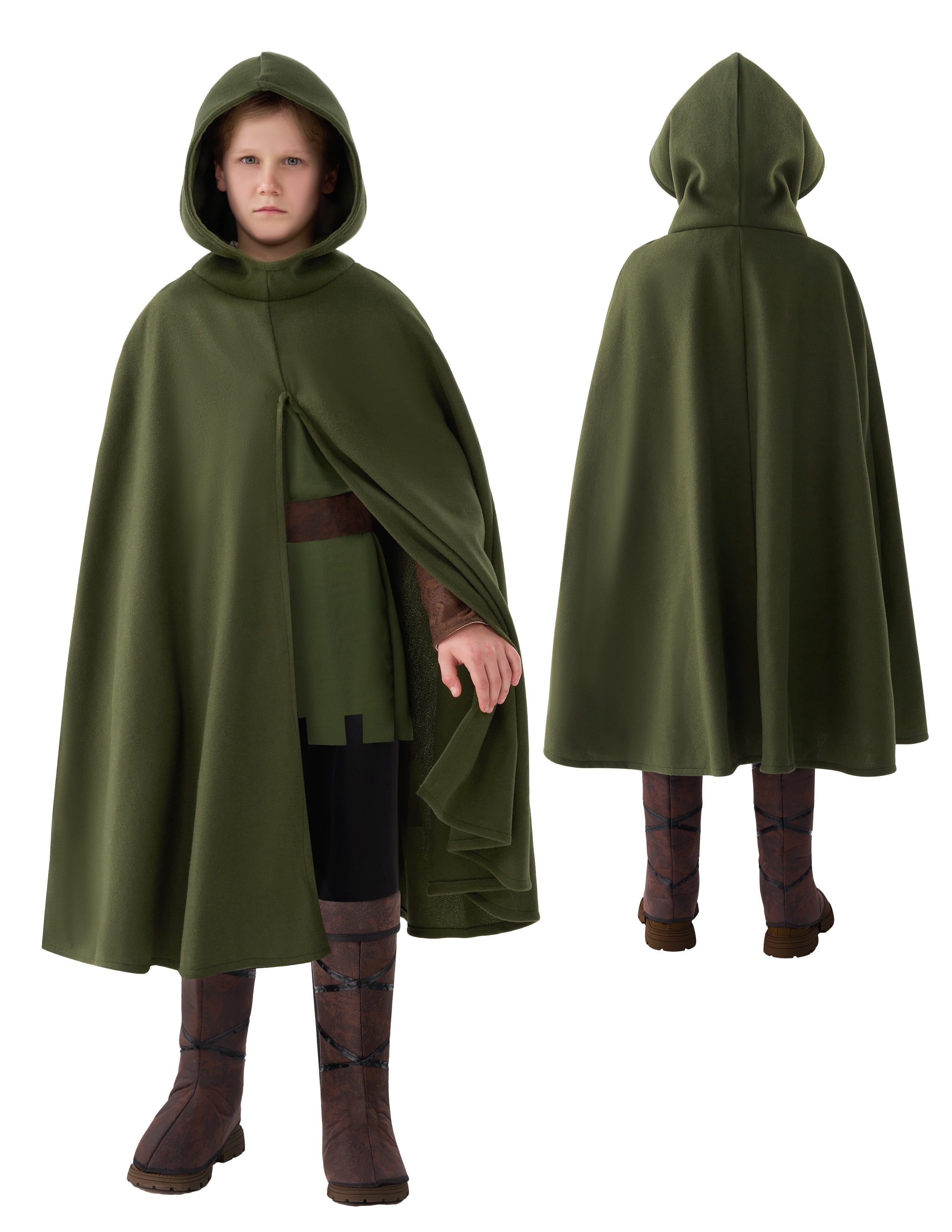 Joyfy Renaissance Hooded Cloak for Kids Boys Halloween Medieval Wizard ...