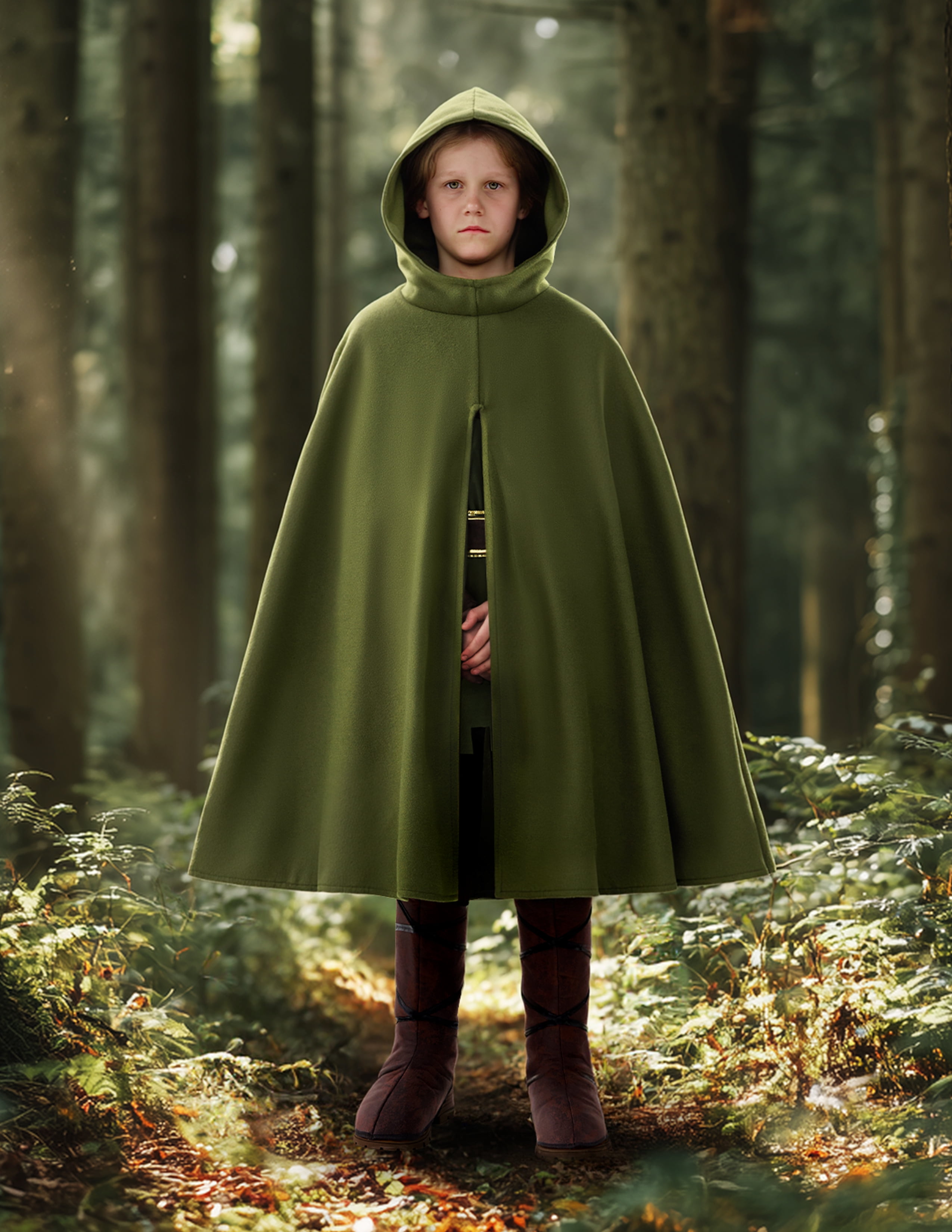 Renaissance Costumes for Kids Boys Knight Costume Green Cloak Tunic ...