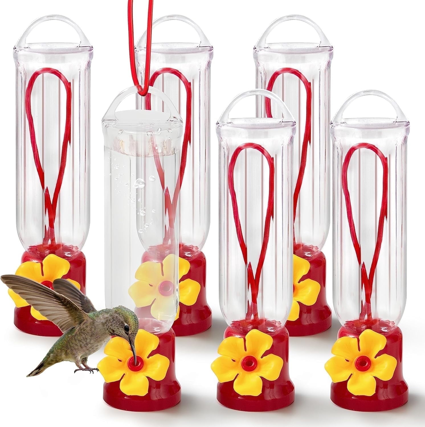 Joyfy 6 Pack Mini Hummingbird Feeders 2.2 Oz with Hanging Wires and ...