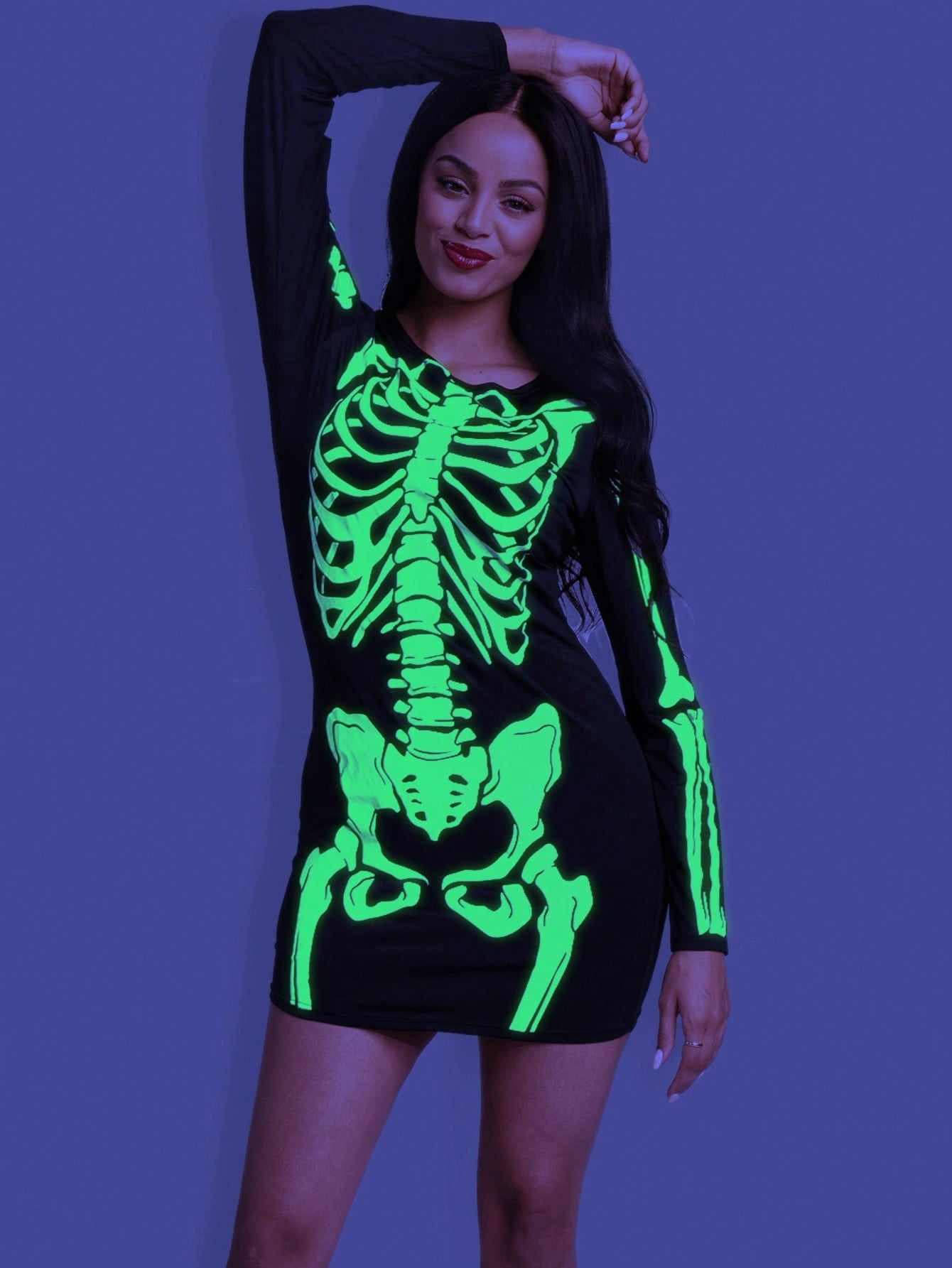 Joyfy Skeleton Dress for Women, Glow in the Dark Skeleton Costume for ...