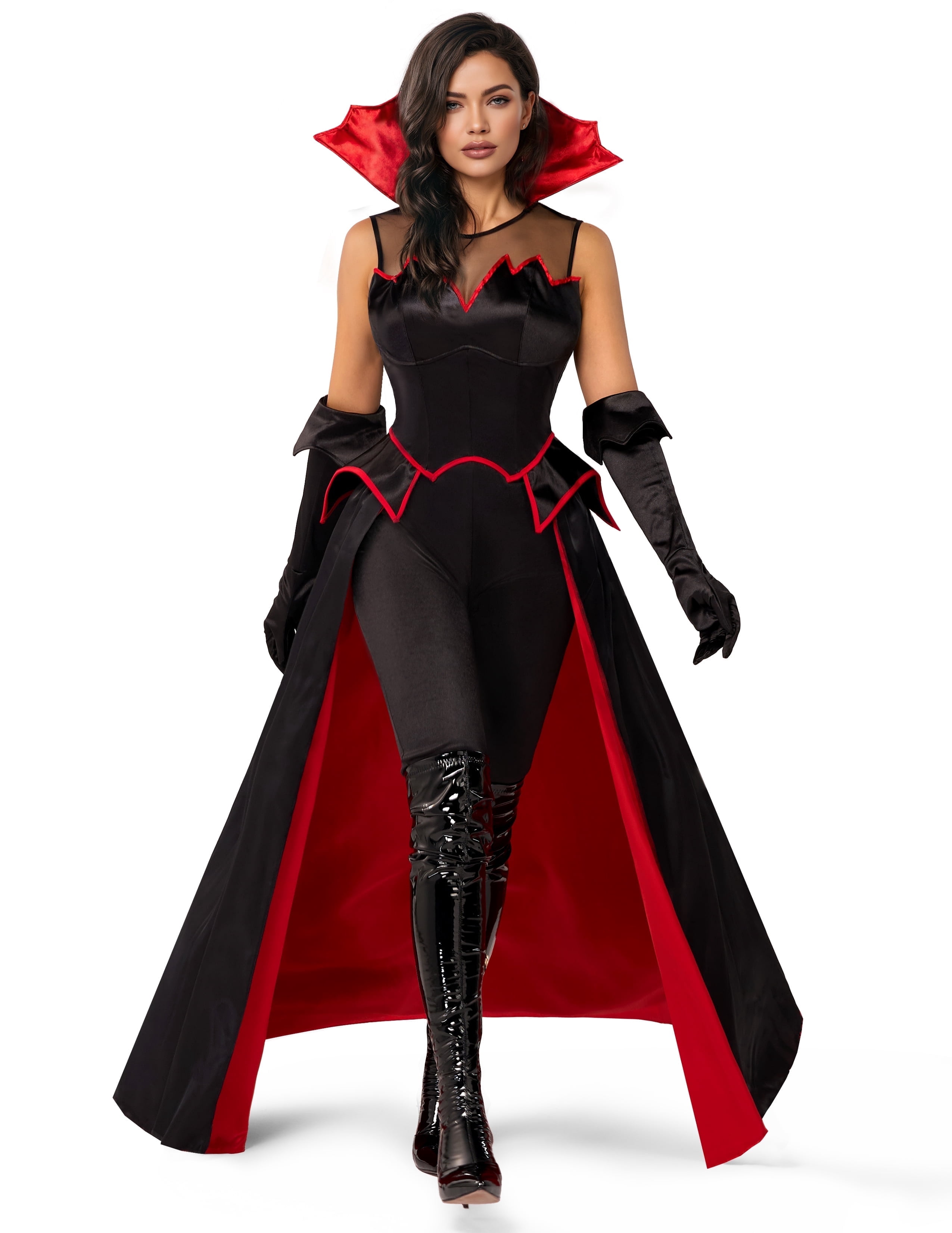 Joyfy Vampire Costume for Women Plus Size, Vampiress Queen Costume ...