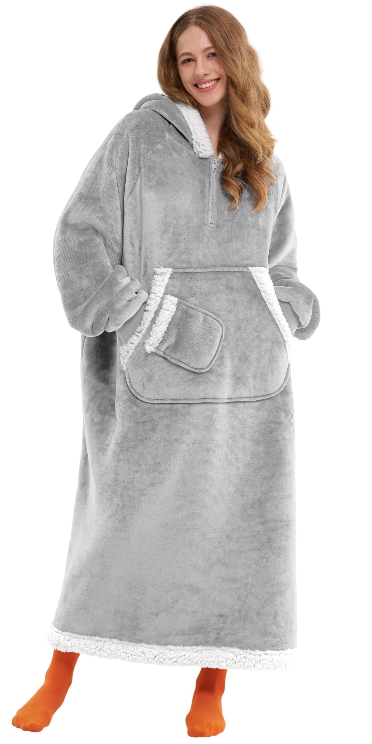 Joyfy Wearable Blanket Hoodie, Long Hooded Blanket Sweatshirt, Oversize ...