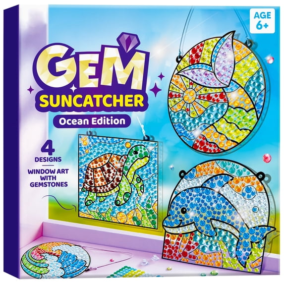 Joyfy 4-Piece Sea Creature Suncatcher Art & Craft Kit, Creative Window ...