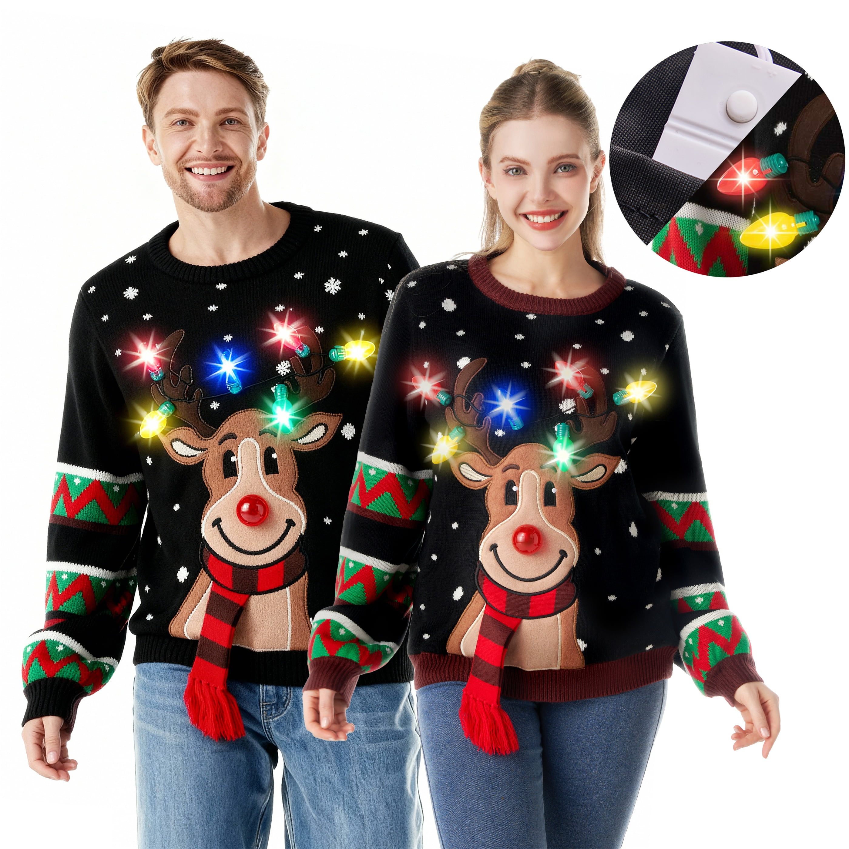 Joyfy Ugly Christmas Sweater Women, Led Light Up Ugly Sweater, Men ...