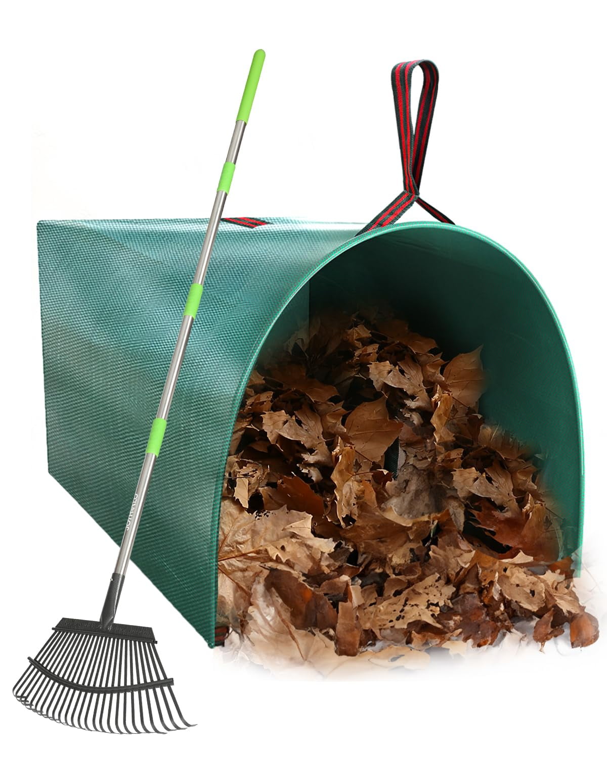 Joyhalo 65 Inch Rake for Leaves with 40 Gallon Dustpan-Typ Leaf Bags ...