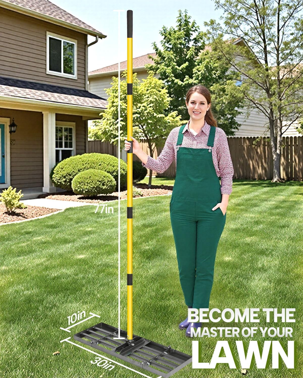 Joyhalo Lawn Leveling Rake, 30 Inch Yard Lawn Leveling for Soil with 78 ...