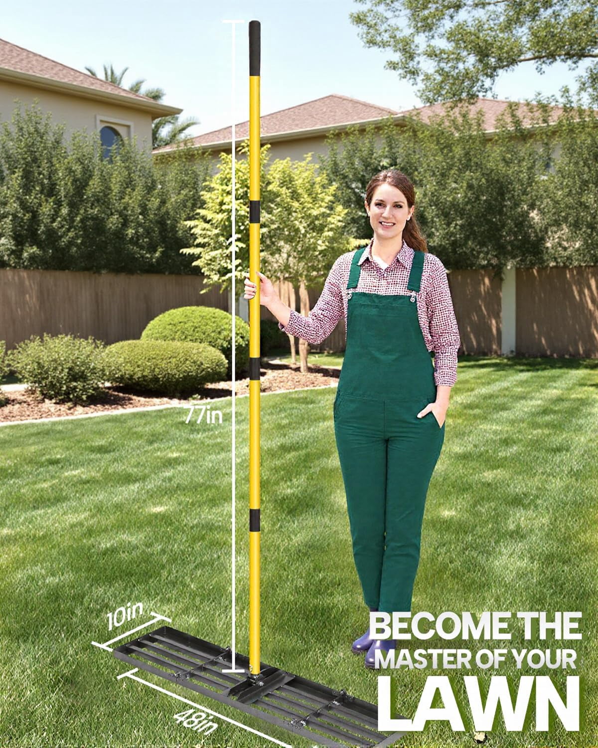 Joyhalo Lawn Leveling Rake, 36 Inch Yard Lawn Leveling for Soil with 78 ...