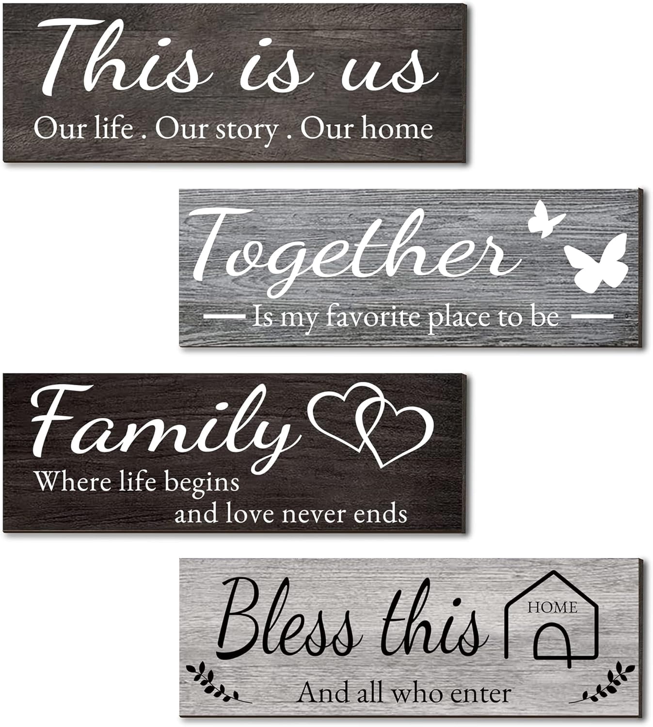Joyhawk 4 Pieces Home Wall Decor Signs, THIS IS US/TOGETHER/BLESS THIS ...