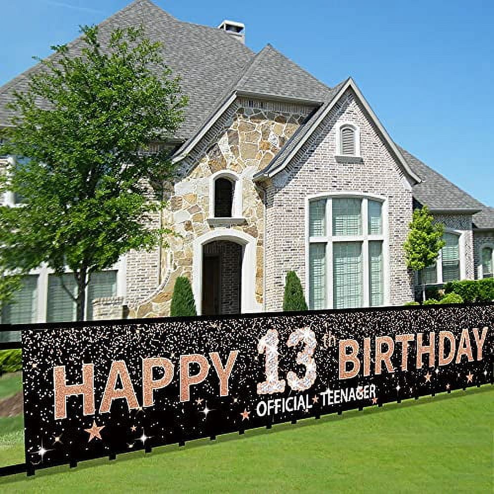 Joyiou Happy 13th Birthday Backdrop Banner Decorations for Girl ...